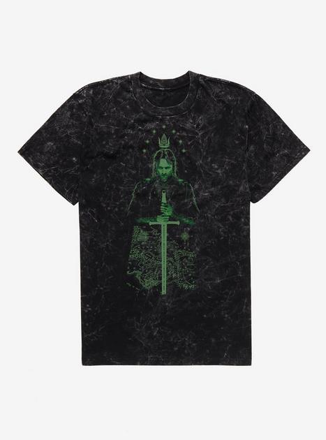 The Lord Of The Rings Arragorn Over Map Of Middle Earth Mineral Wash T ...