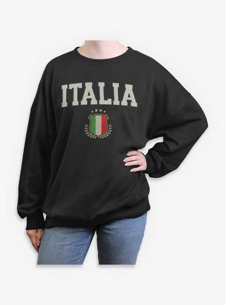 Italia Flag Girls Oversized Sweatshirt - GREY | Hot Topic
