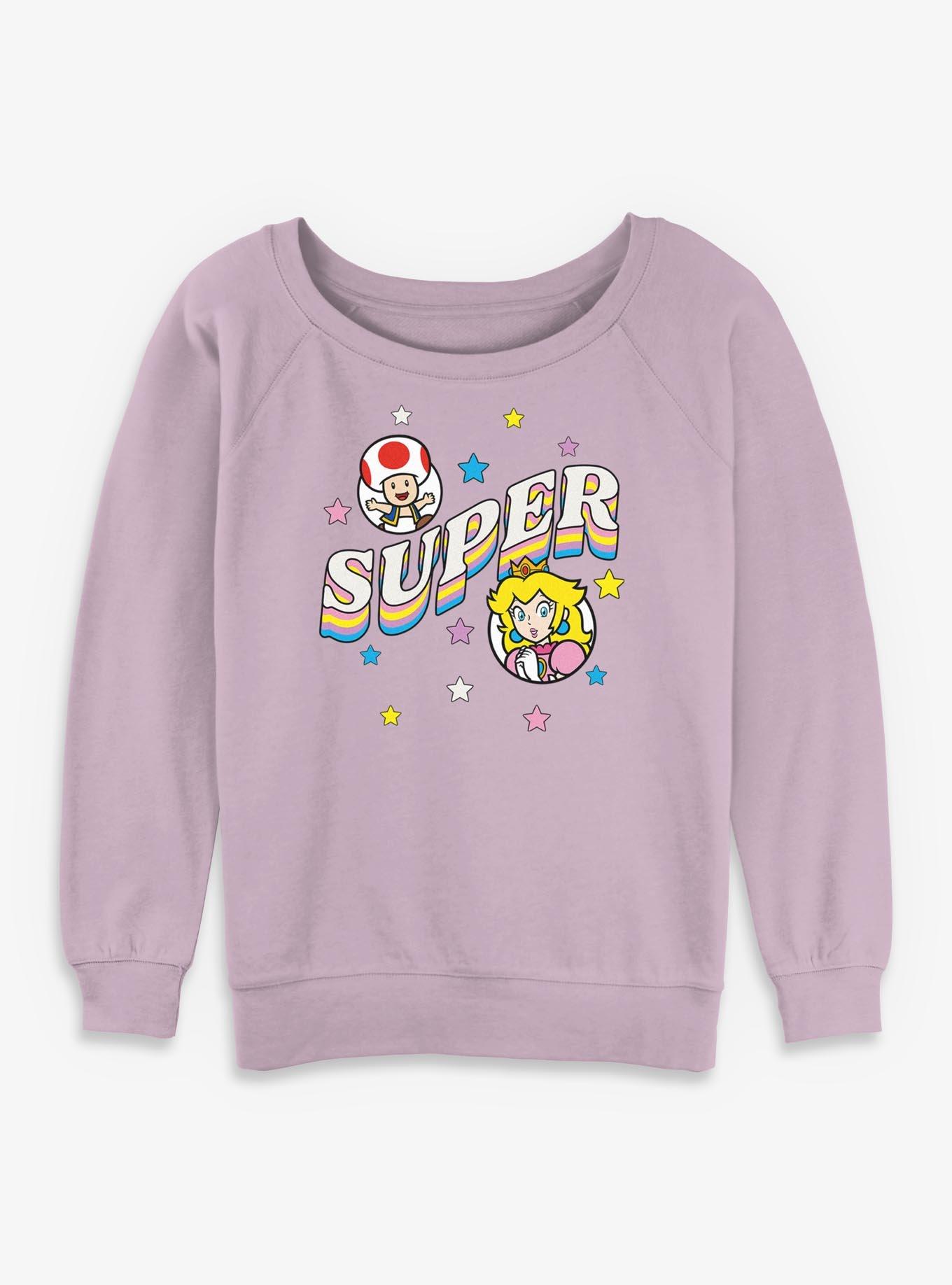 Nintendo Mario Toad And Princess Peach Super Womens Slouchy Sweatshirt ...