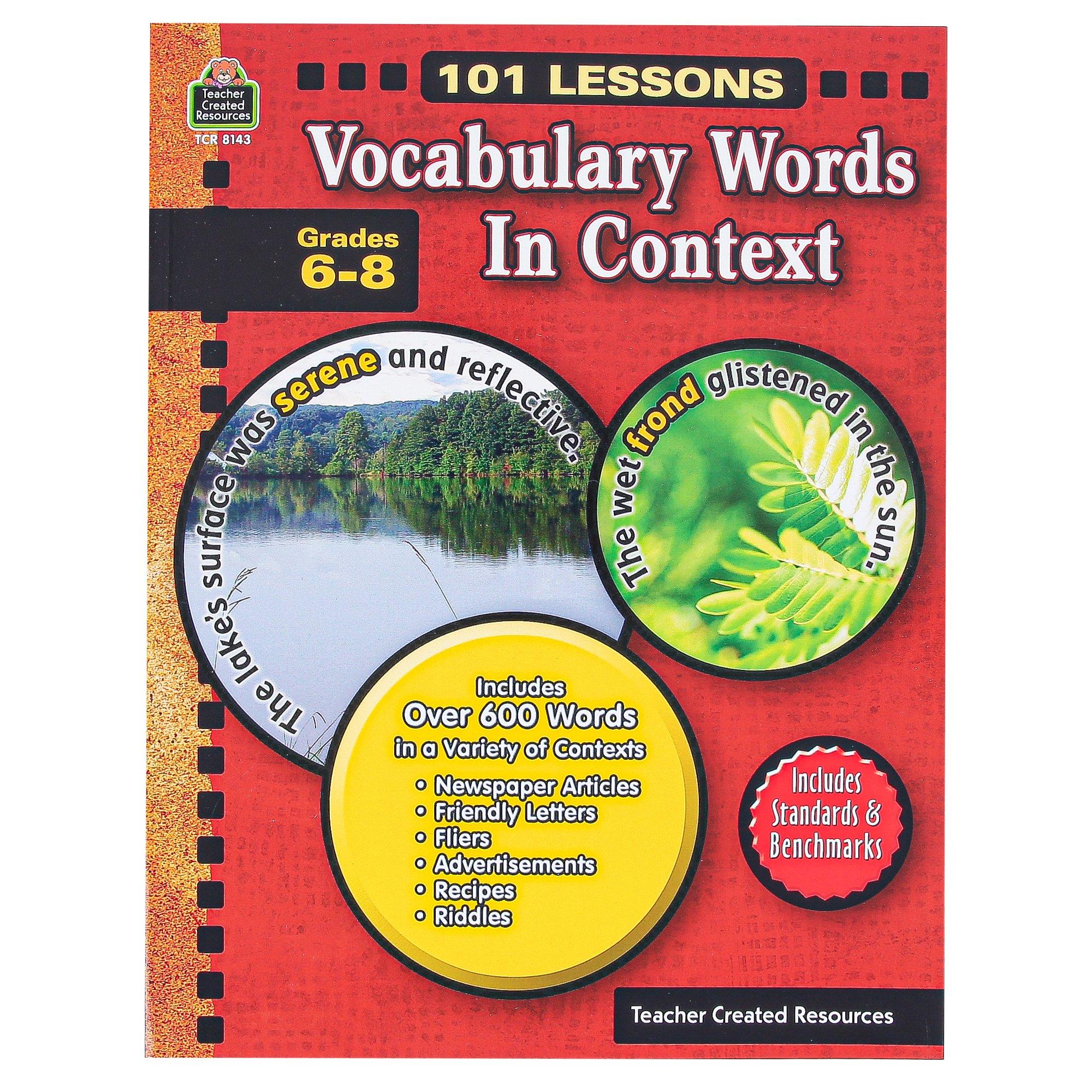 101 Lessons Vocabulary Words in Context, Grades 6-8, Reproducible ...