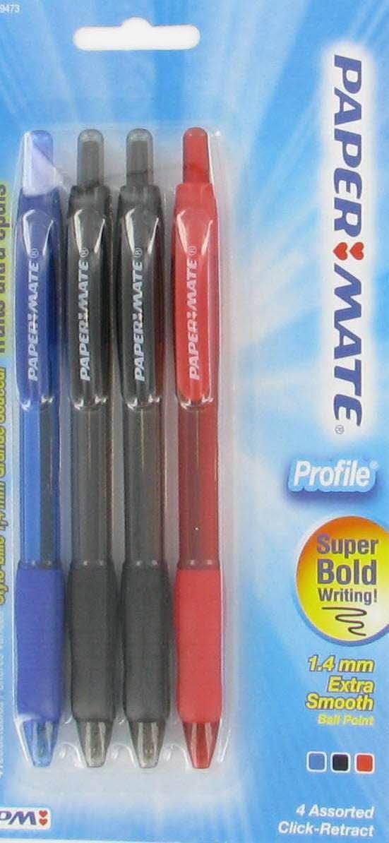 Profile Retractable Ballpoint Pens, Assorted Colors, Pack of 4 | Mardel ...