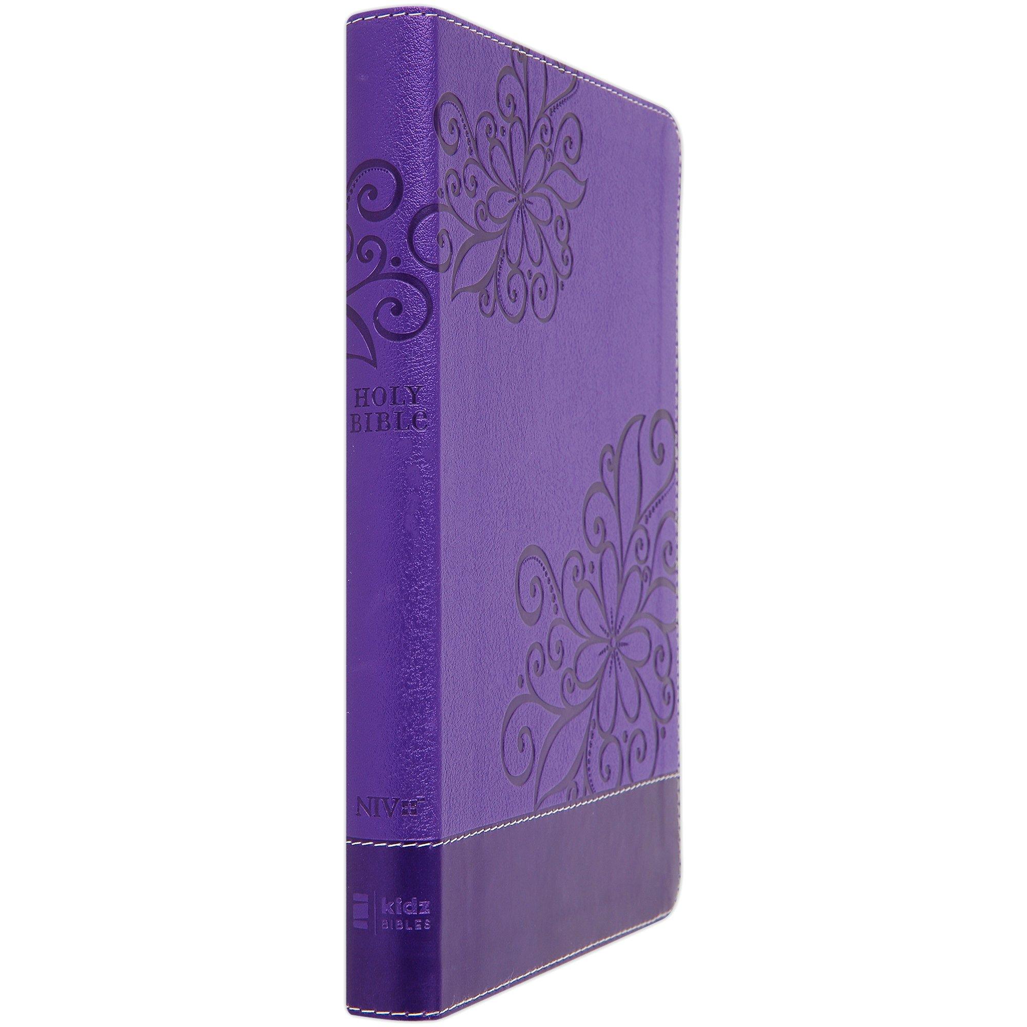 NIV Bible for Kids, Thinline Purple, Floral Duo-Tone Leathersoft Cover ...