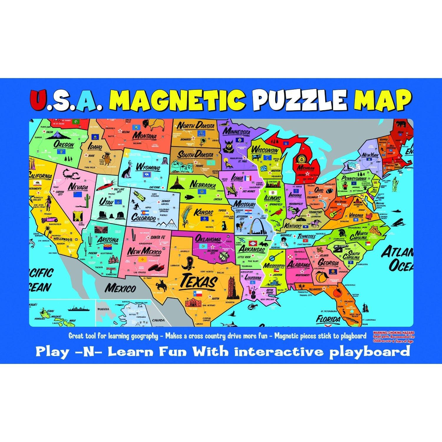 USA Magnetic Puzzle Map, 16.75 x 11 Inches, 37 Pieces | Mardel | 2109577