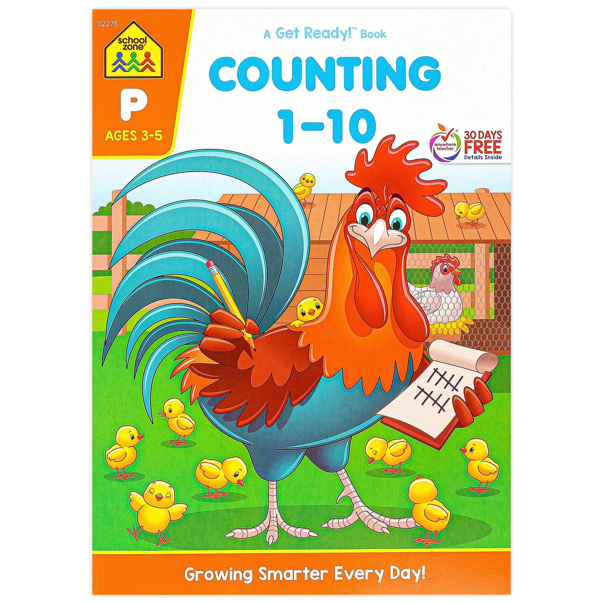 School Zone Counting 1-10 Preschool Workbook, 64 Pages, Ages 3-5 ...