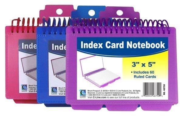 C-Line, Spiral Bound Index Card Notebook, Assorted, 3 x 5 Inches ...