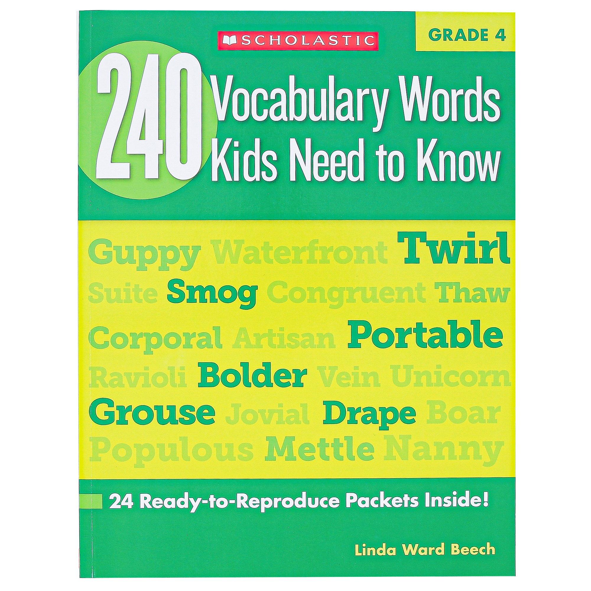 240 Vocabulary Words Kids Need To Know Workbook, Grade 4, Reproducible ...