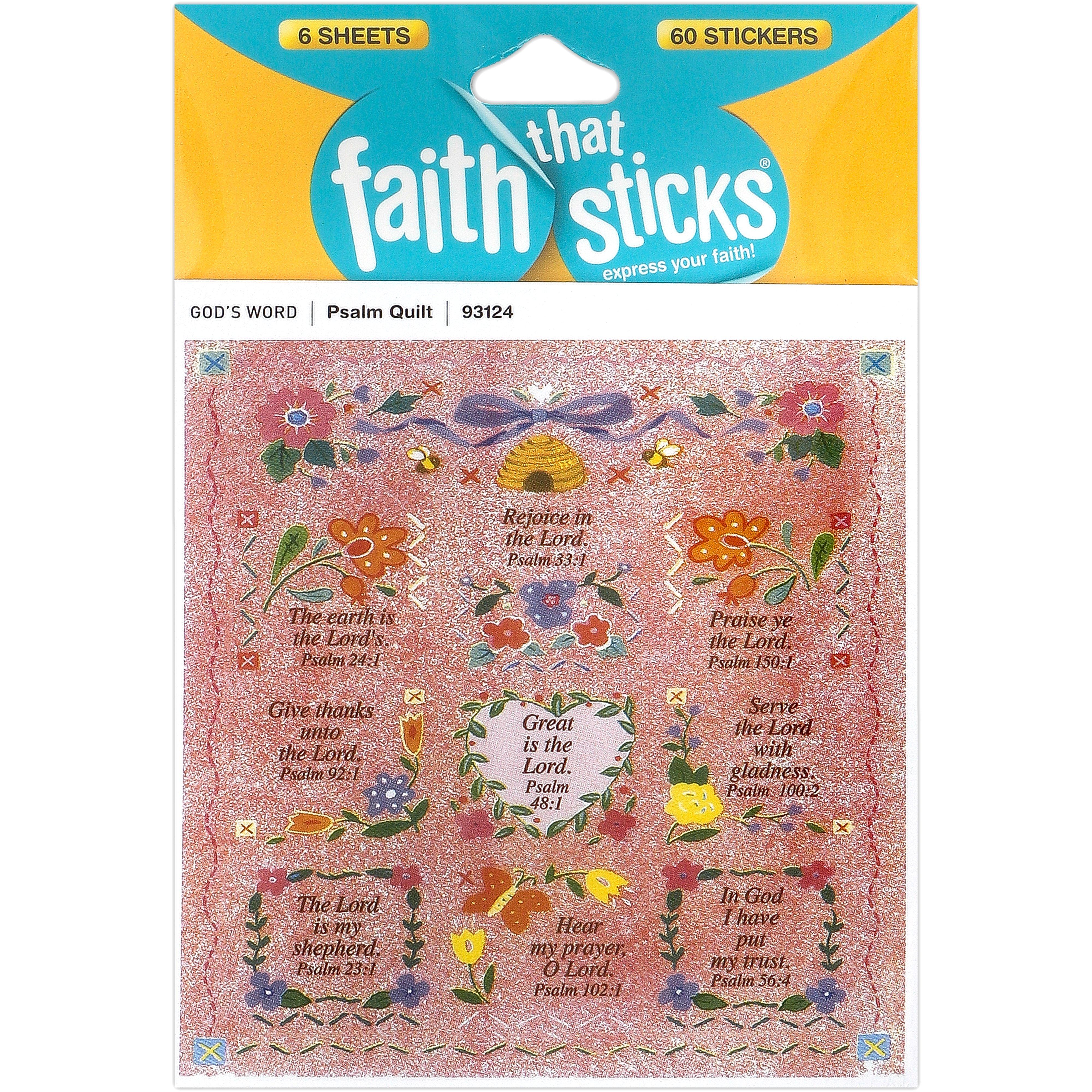 Psalm Quilt Stickers, Package of 60 | Mardel | 288175