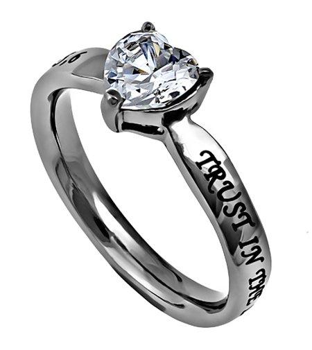 Trust in the Lord With All Your Heart Heart Solitaire Purity Ring, Sizes 5-9 | Mardel | 2975845