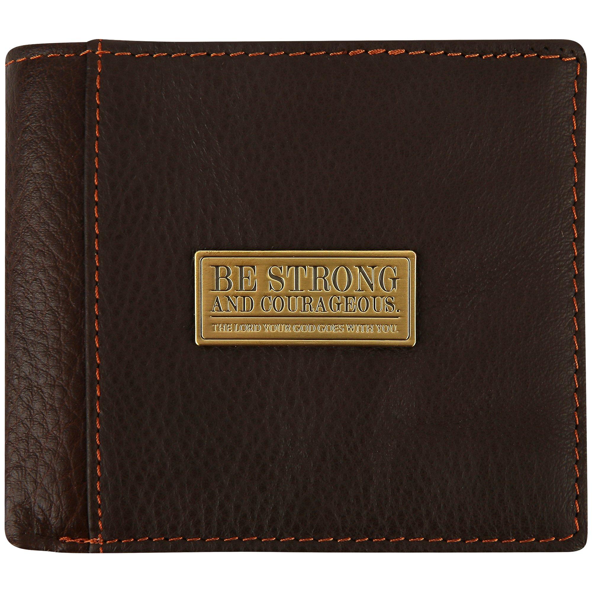 Be Strong and Courageous Bi-fold Wallet, 4 3/8 x 3 7/8 x 3/4 Inches ...
