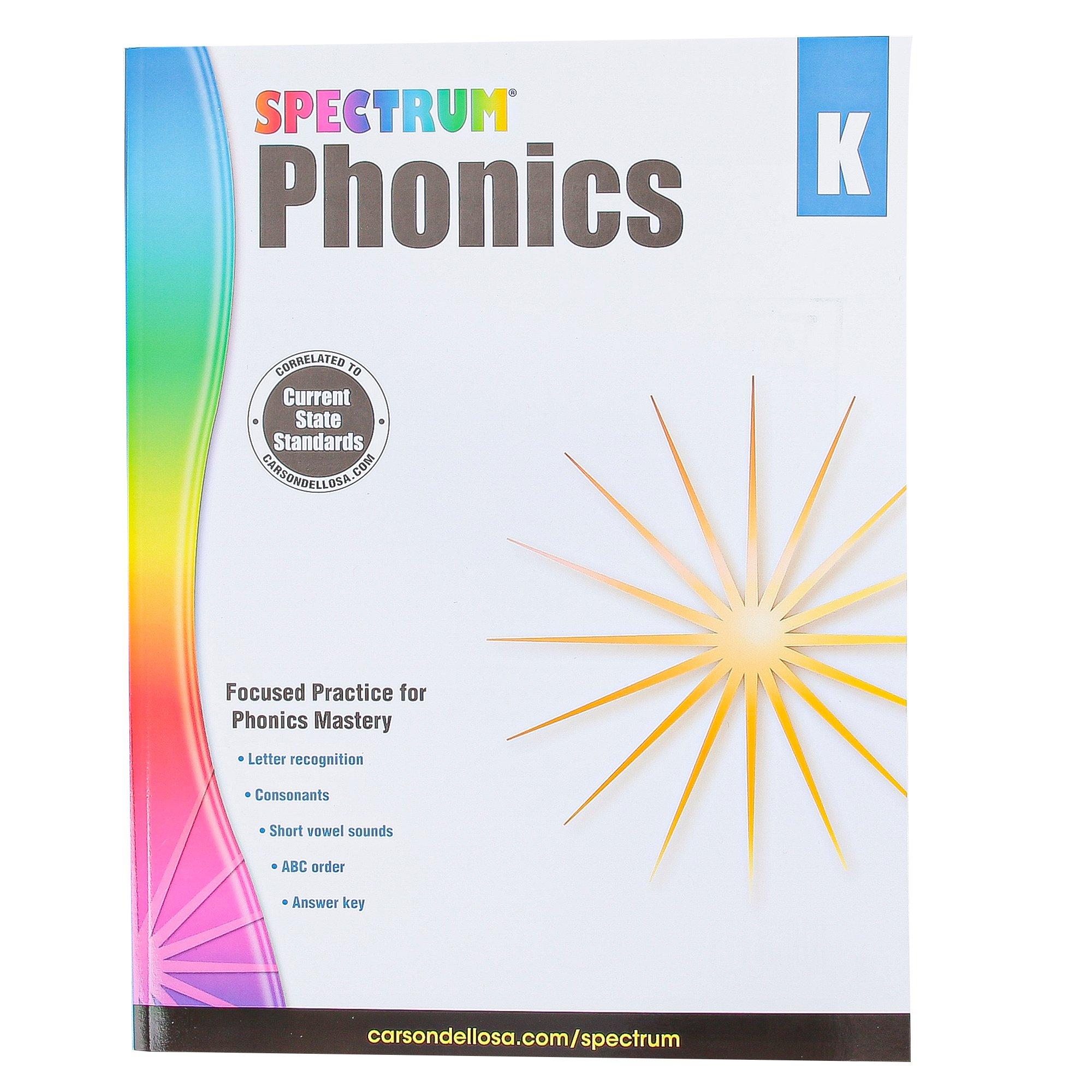 Spectrum Phonics Workbook Grade K, 144 Pages, Ages 5-6 | Mardel | 3255544