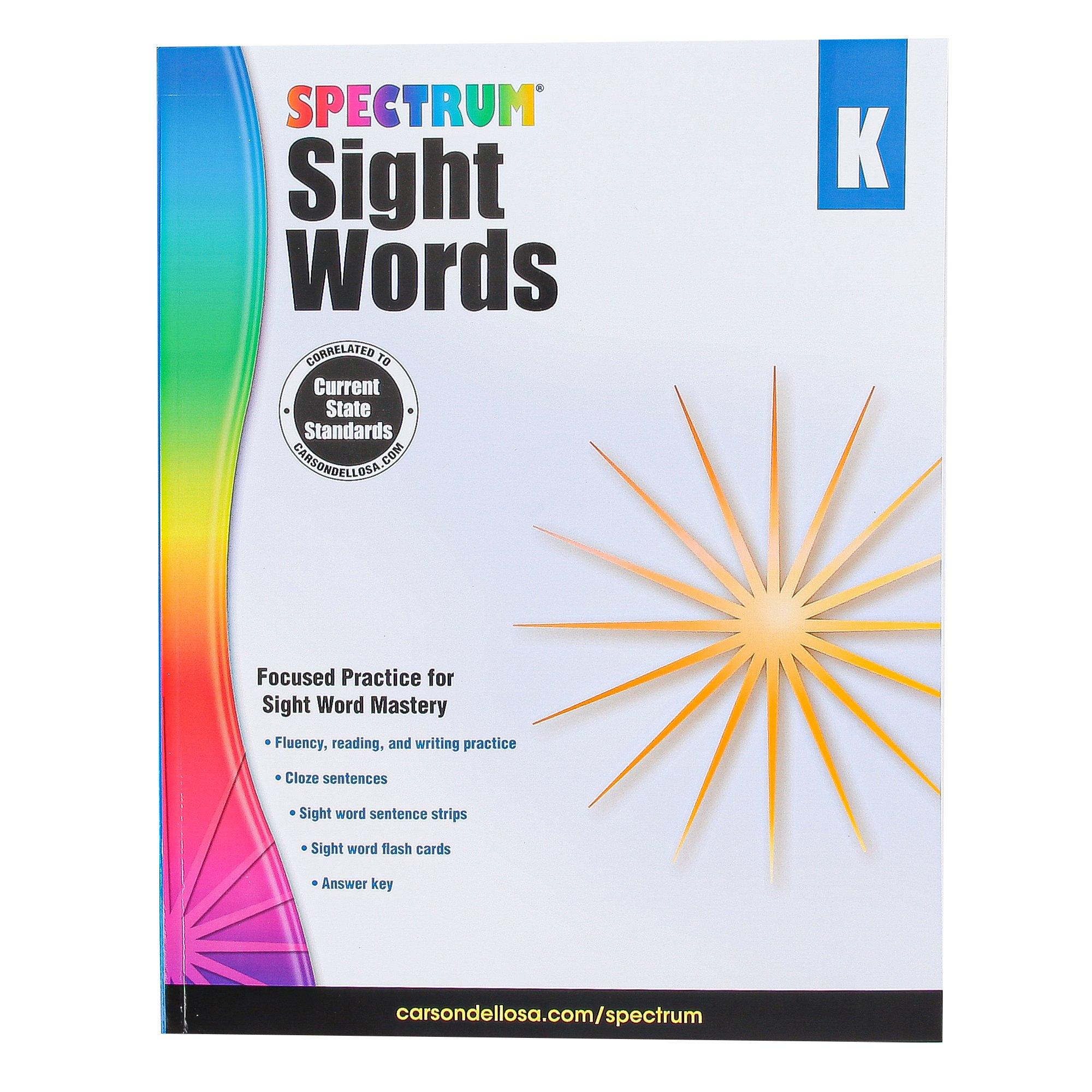 Spectrum Sight Words Workbook, 160 Pages, Grade K | Mardel | 3255619