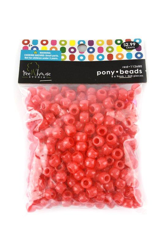 Red Plastic Pony Beads Value Pack, 6mm x 8mm, 500 Pieces | Mardel | 3385465