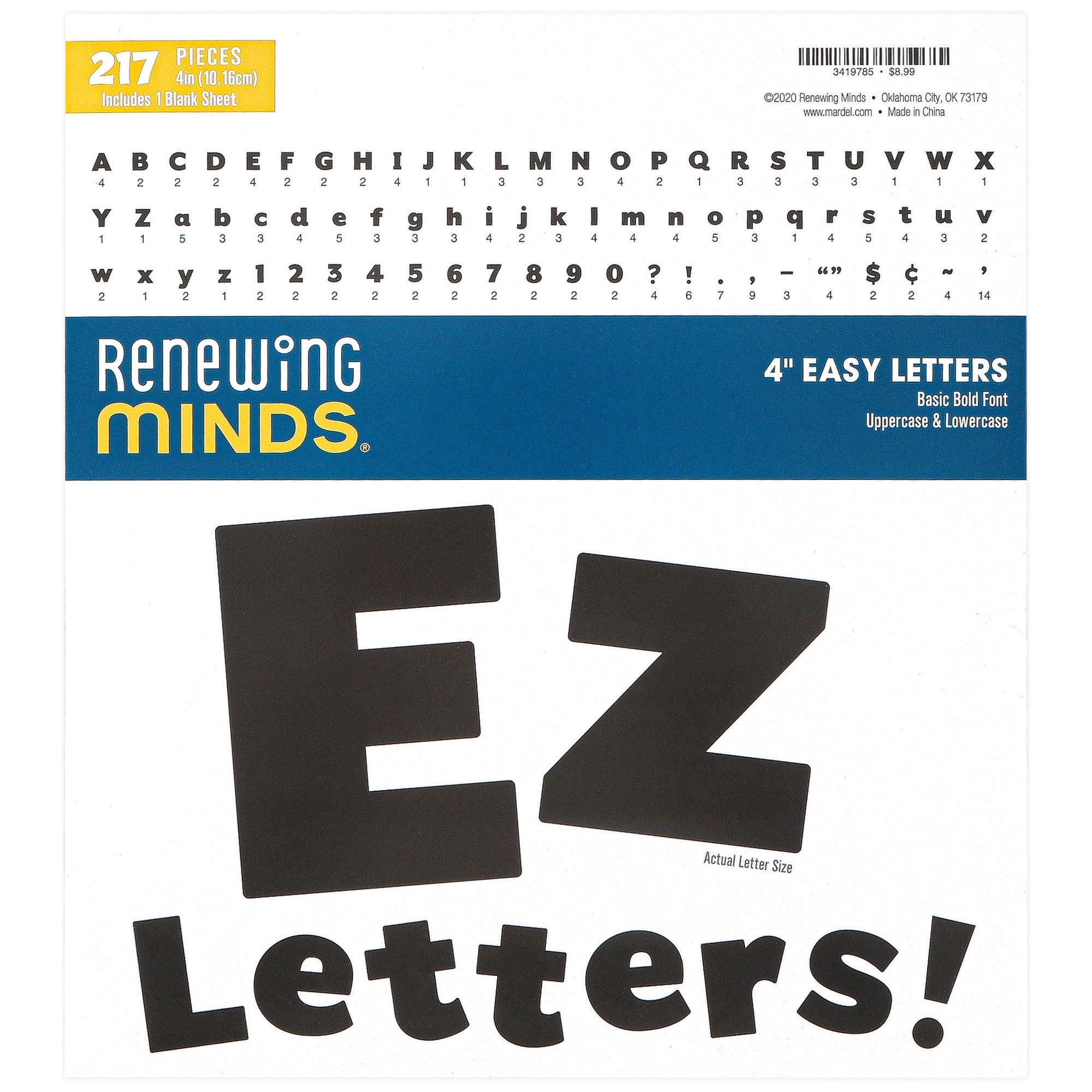Black Bulletin Board Easy Letters, 4 Inches, 217 Pieces | Mardel | 3419785