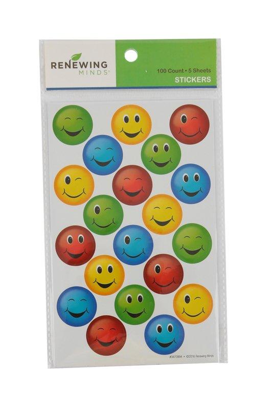 Bright Smiley Face Stickers, Multiple Colors, 100 Count | Mardel | 3470994