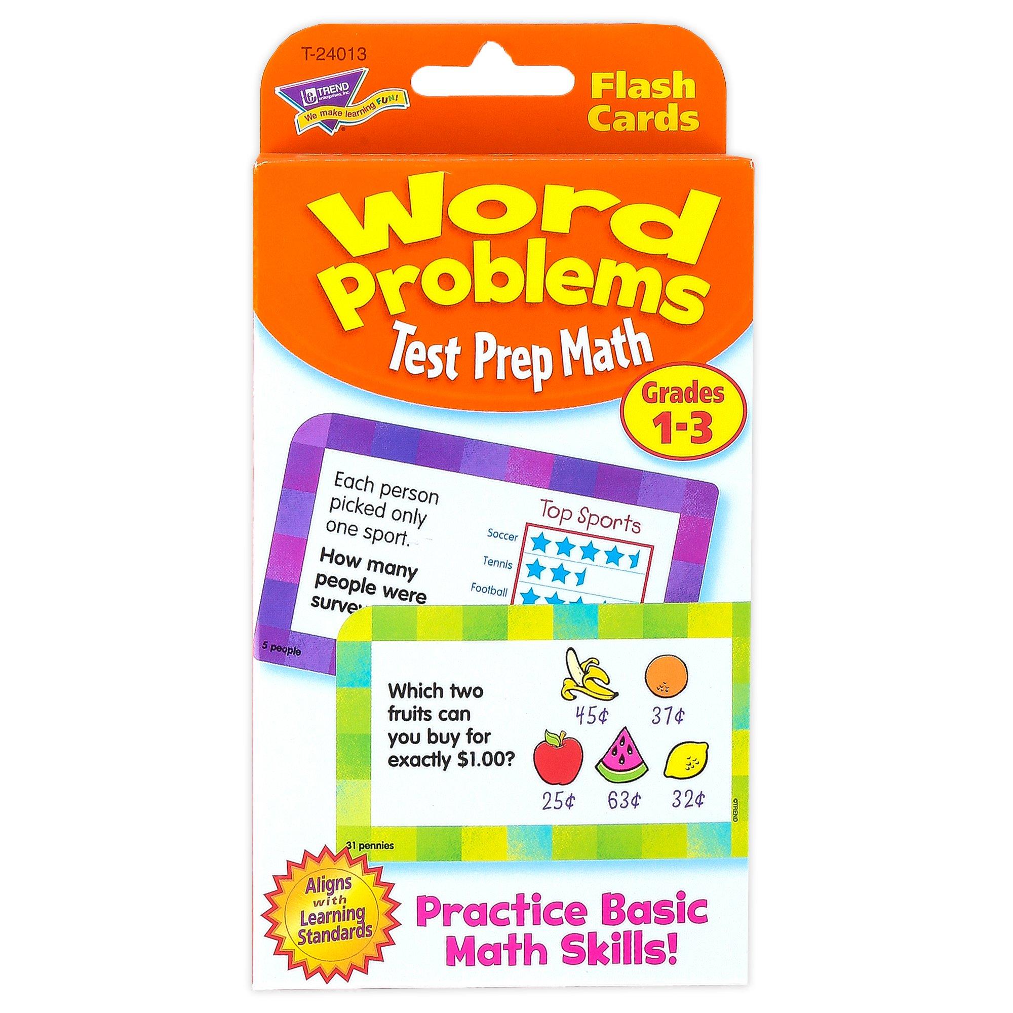 Word Problems Test Prep Math Challenge Cards, 56 Cards, Grades 1 to 3 ...