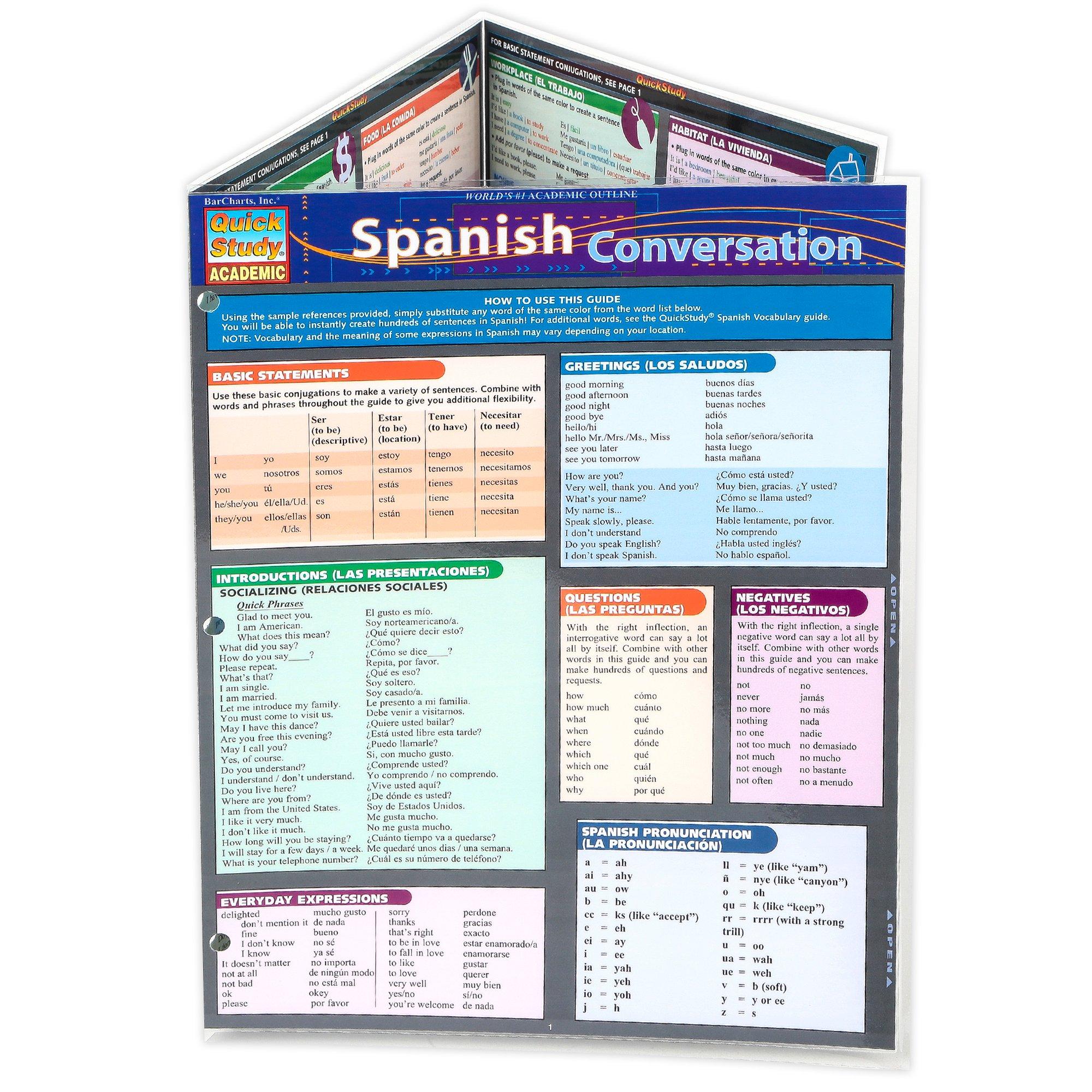 BarCharts Spanish Conversation Quick Study Academic Guide | Mardel ...