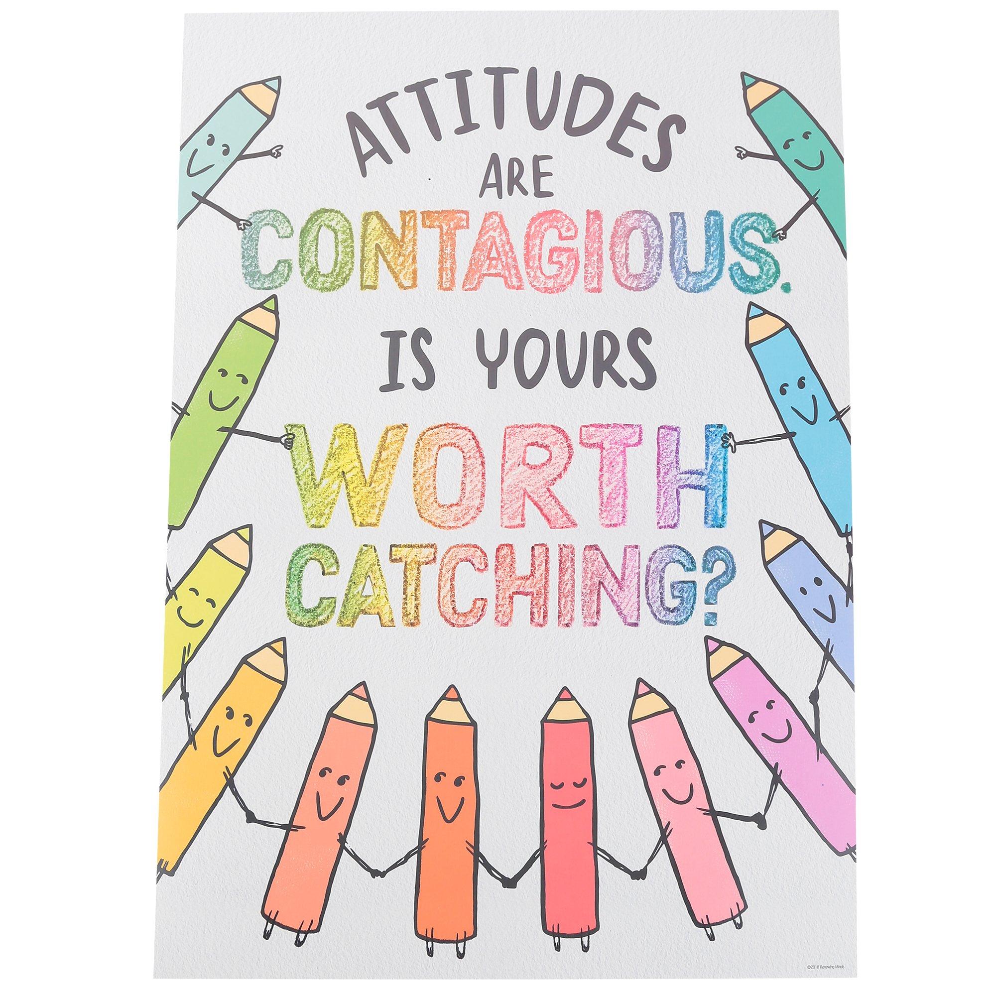 Attitudes Are Contagious Motivational Poster, 13.25 x 19 Inches ...