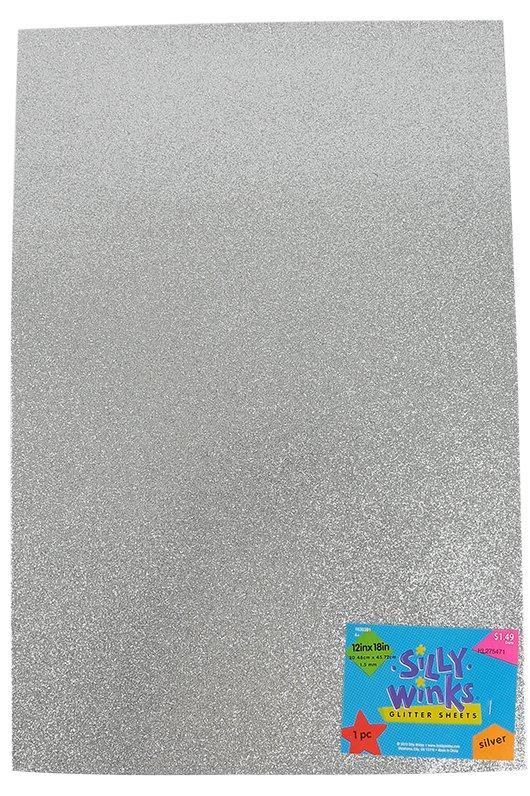 Silly Winks, Glitter Foam Sheet, Silver, 12 x 18 Inches, 1 Each ...