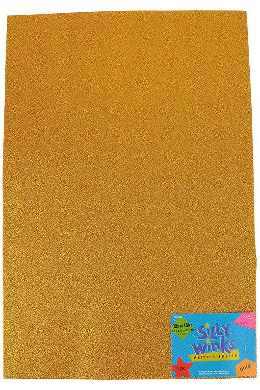 Silly Winks, Glitter Foam Sheet, 12 x 18 Inches, 1 Each, Gold | Mardel ...