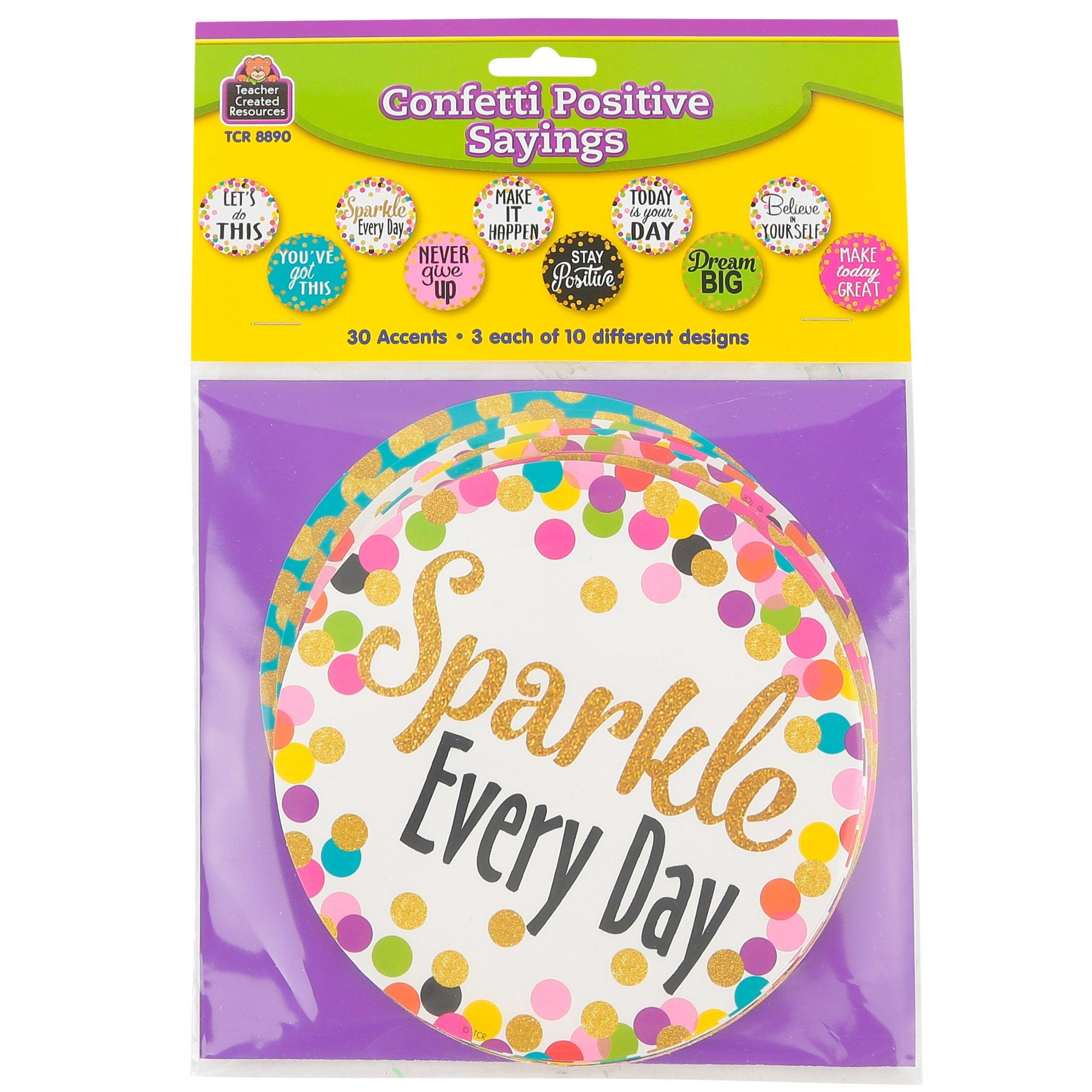 Confetti Positive Sayings Cutouts, 10 Designs, 6 Inches, 30 Pieces ...