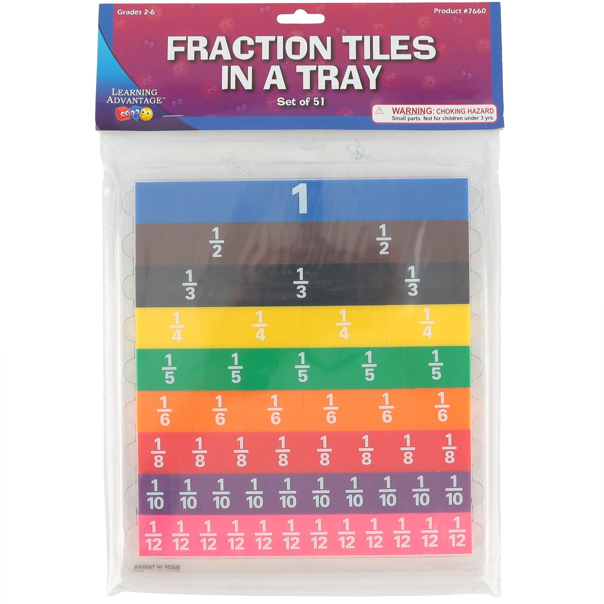 Fraction Tiles with Tray, 52 Pieces, Grades 2 to 6 | Mardel | 3700358
