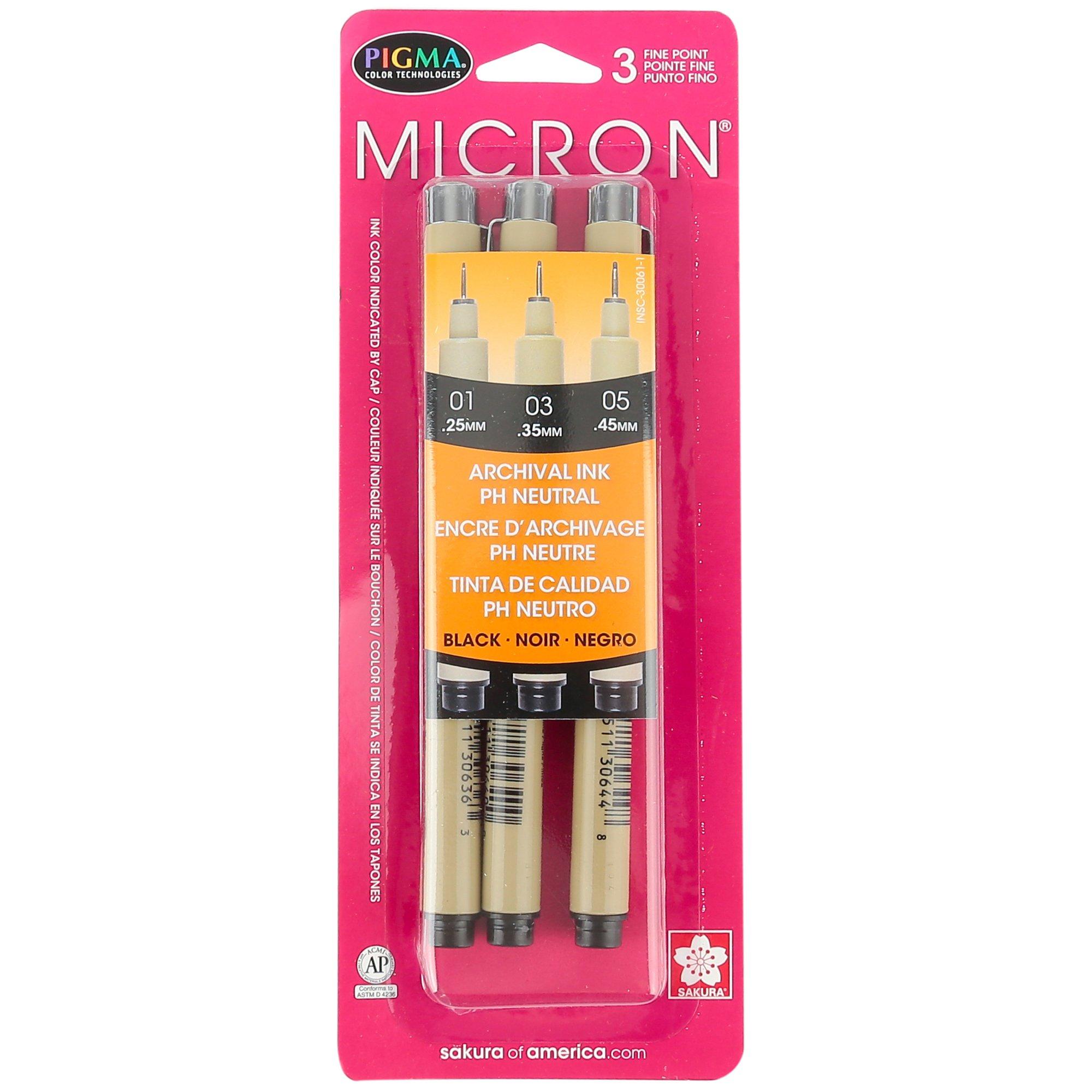Micron Archival Pen Set, Assorted Fine Point, Black, Pack of 3 | Mardel ...
