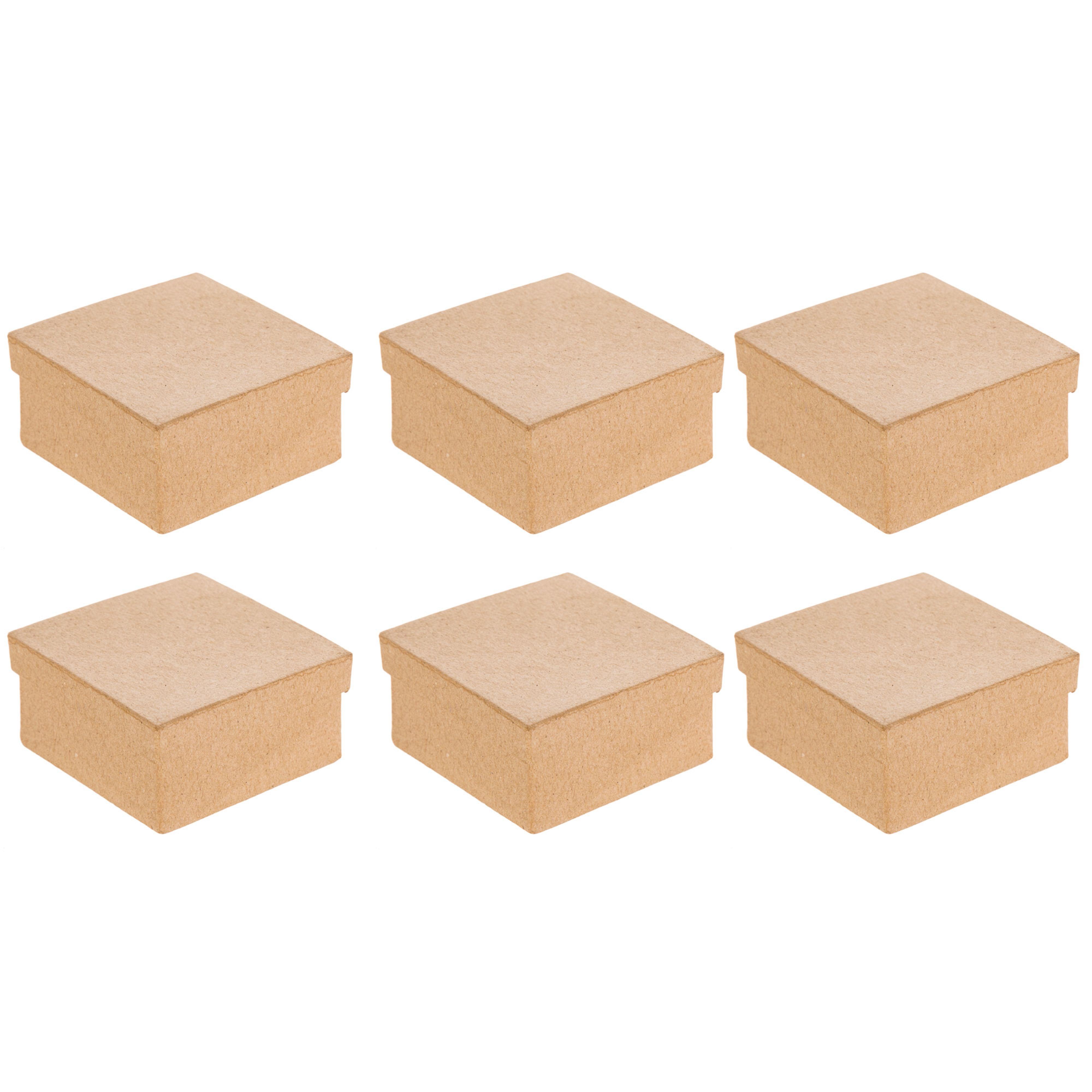 6 Small Paper Mache Square Boxes with Removable Lids | Mardel | 3724168