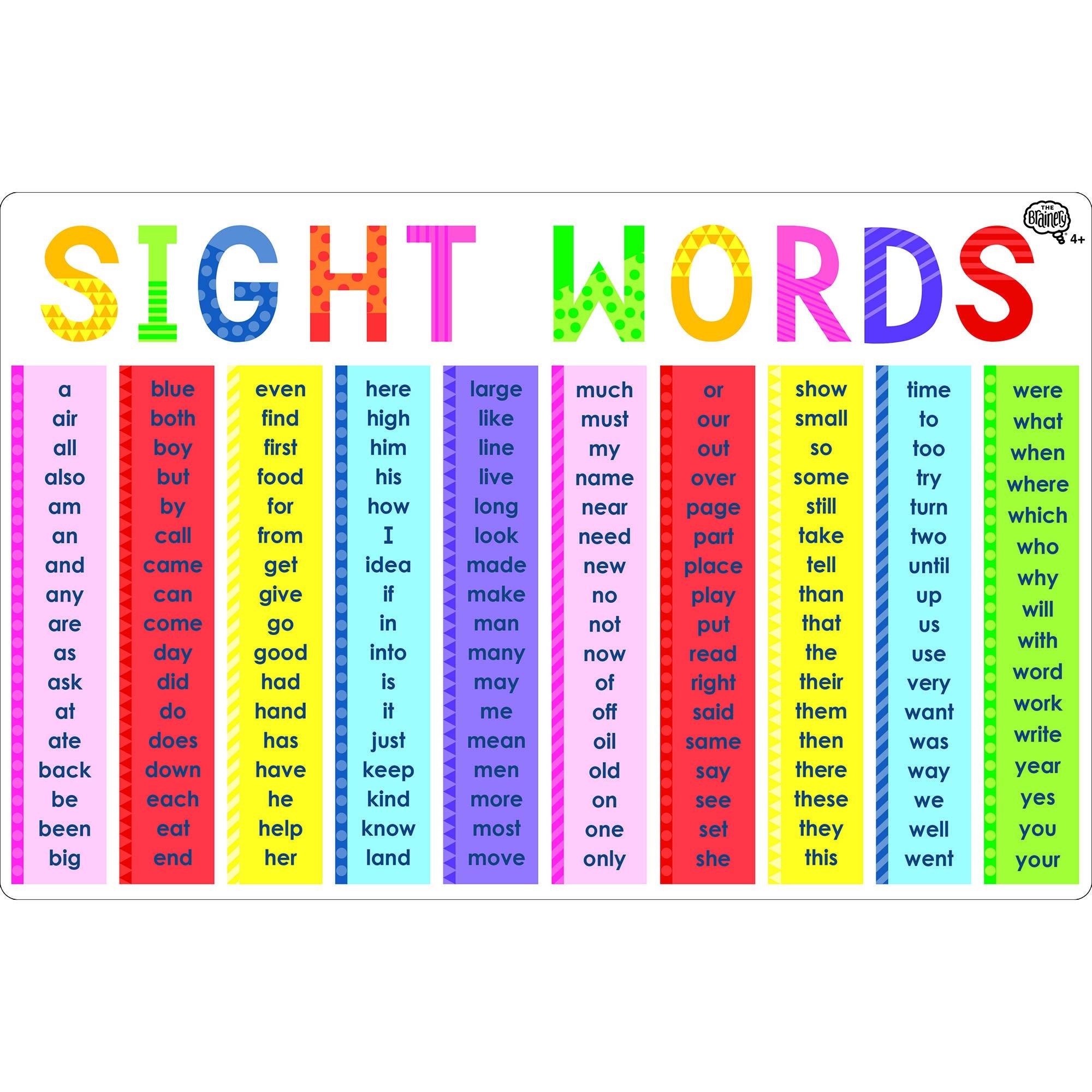 Sight Words Learning Mat, 11 1/2 x 17 1/2 Inches, Ages 4 & up | Mardel ...