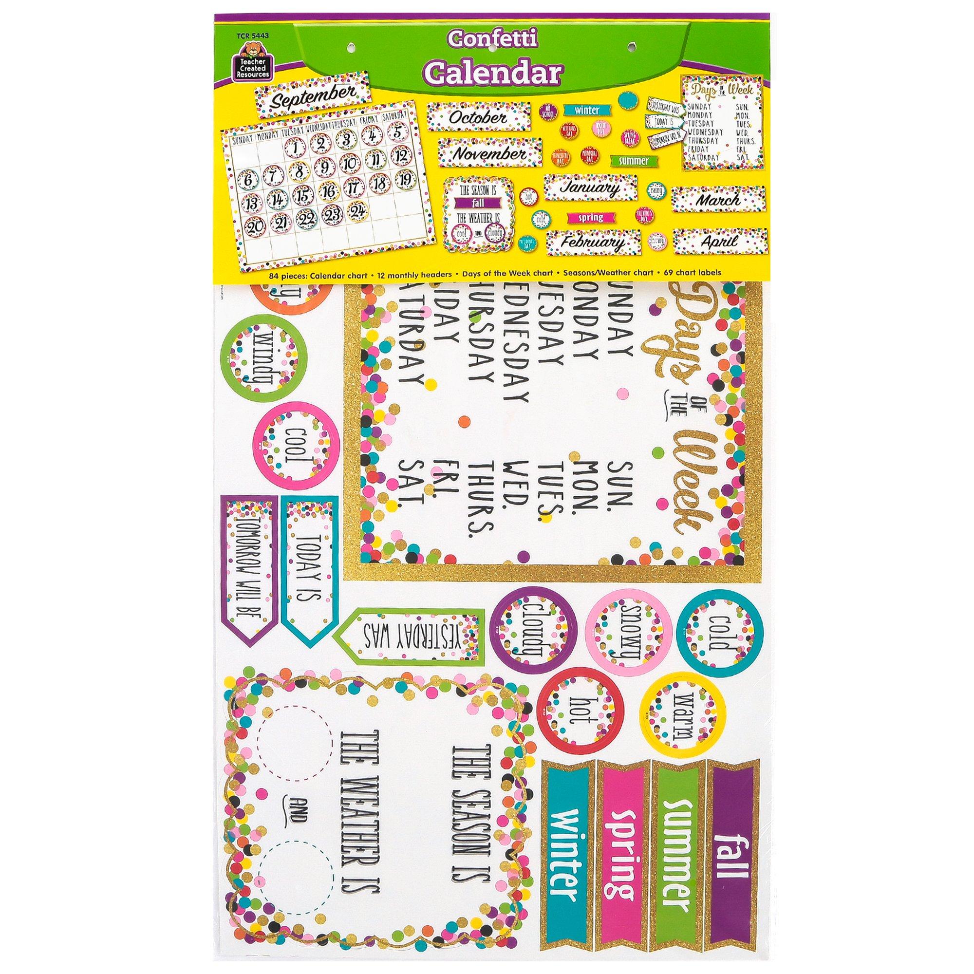 Confetti Calendar Bulletin Board Set, 84 Pieces | Mardel | 3774049