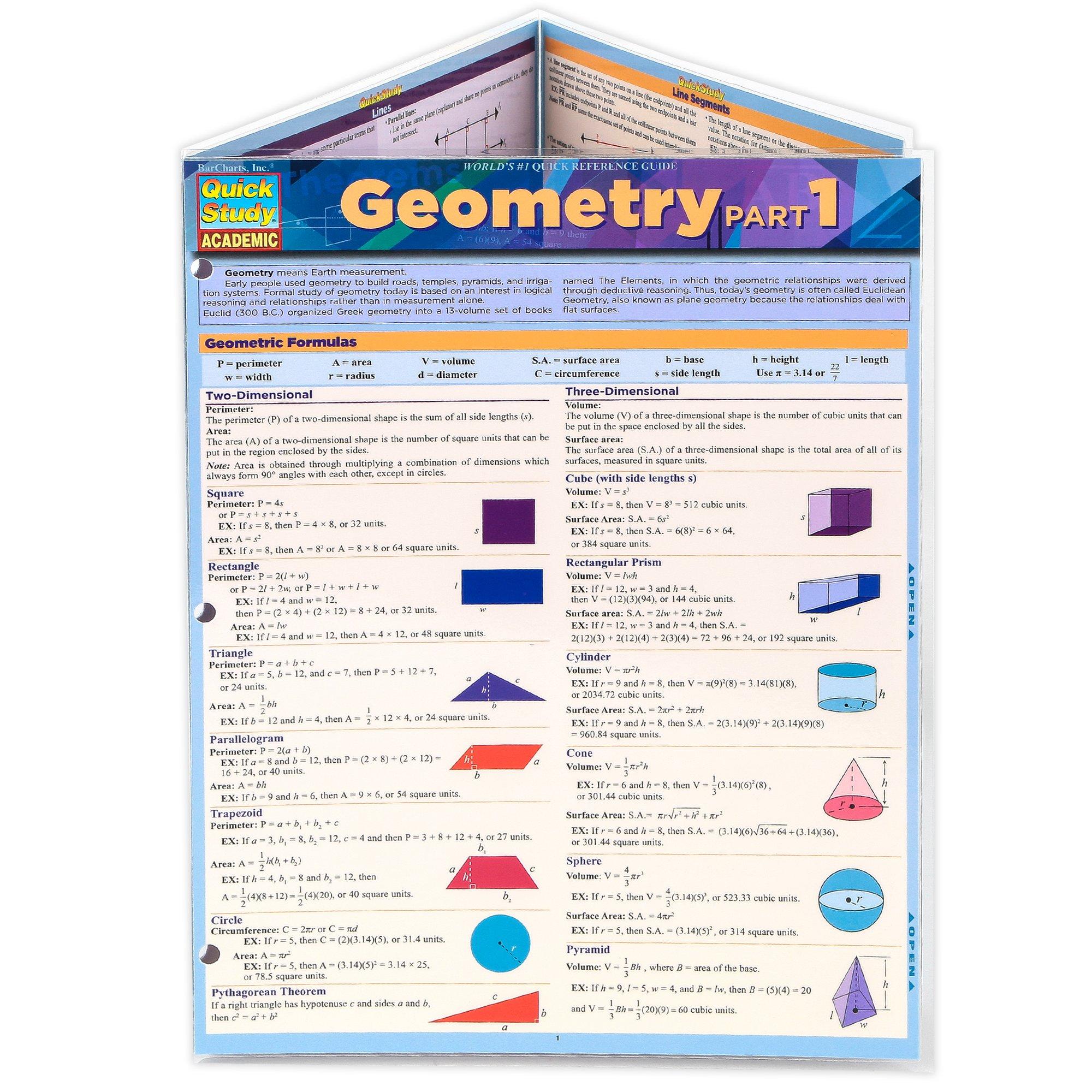 BarCharts Geometry Part 1 Laminated Quick Study Guide, Grades 5-12 ... BarCharts Geometry Part 1 Laminated Quick Study Guide, Grades 5-12 ...