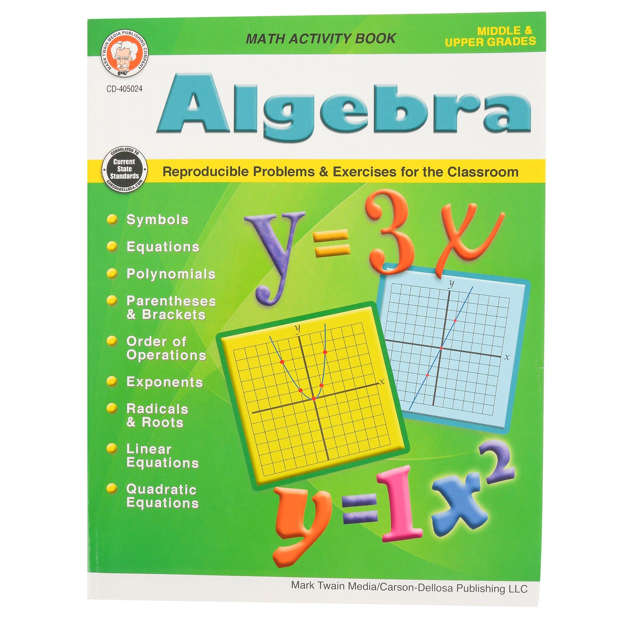 Carson-Dellosa, Algebra Math Activity Workbook, 77 Pages, Grades 5-12 ...