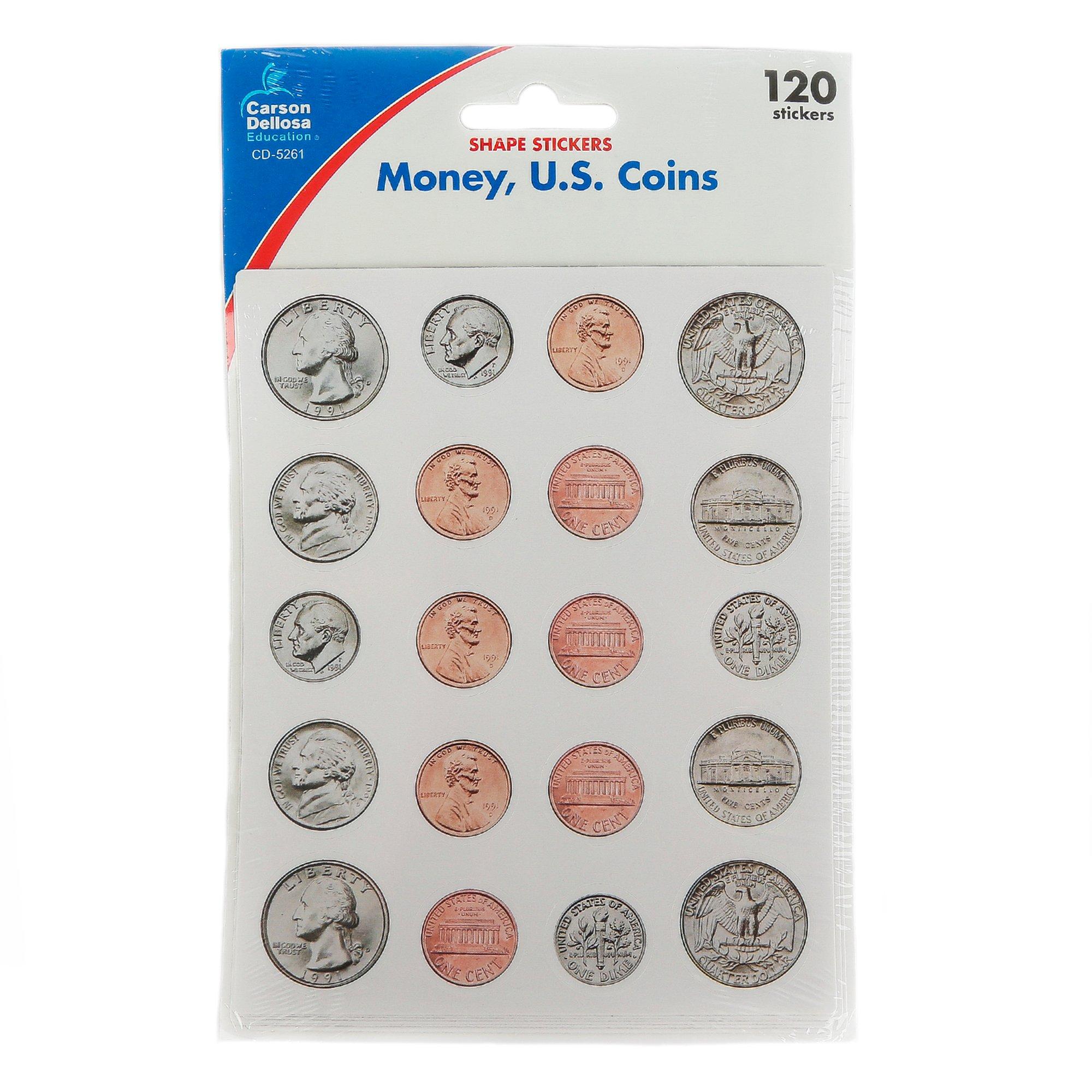 Carson-Dellosa, Money, U.S. Coins Shape Stickers, 120 Stickers | Mardel ...