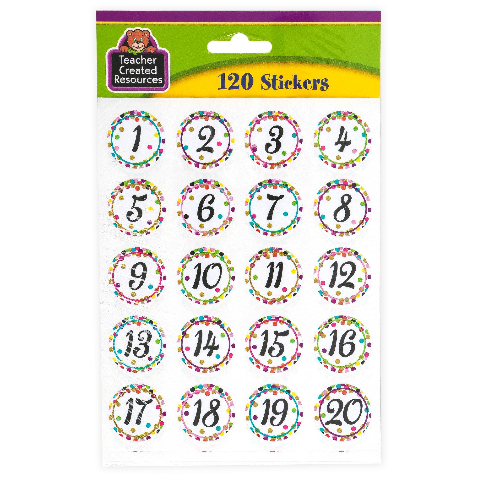 1 to 40 Confetti Number Stickers, 120 Count | Mardel | 3858644