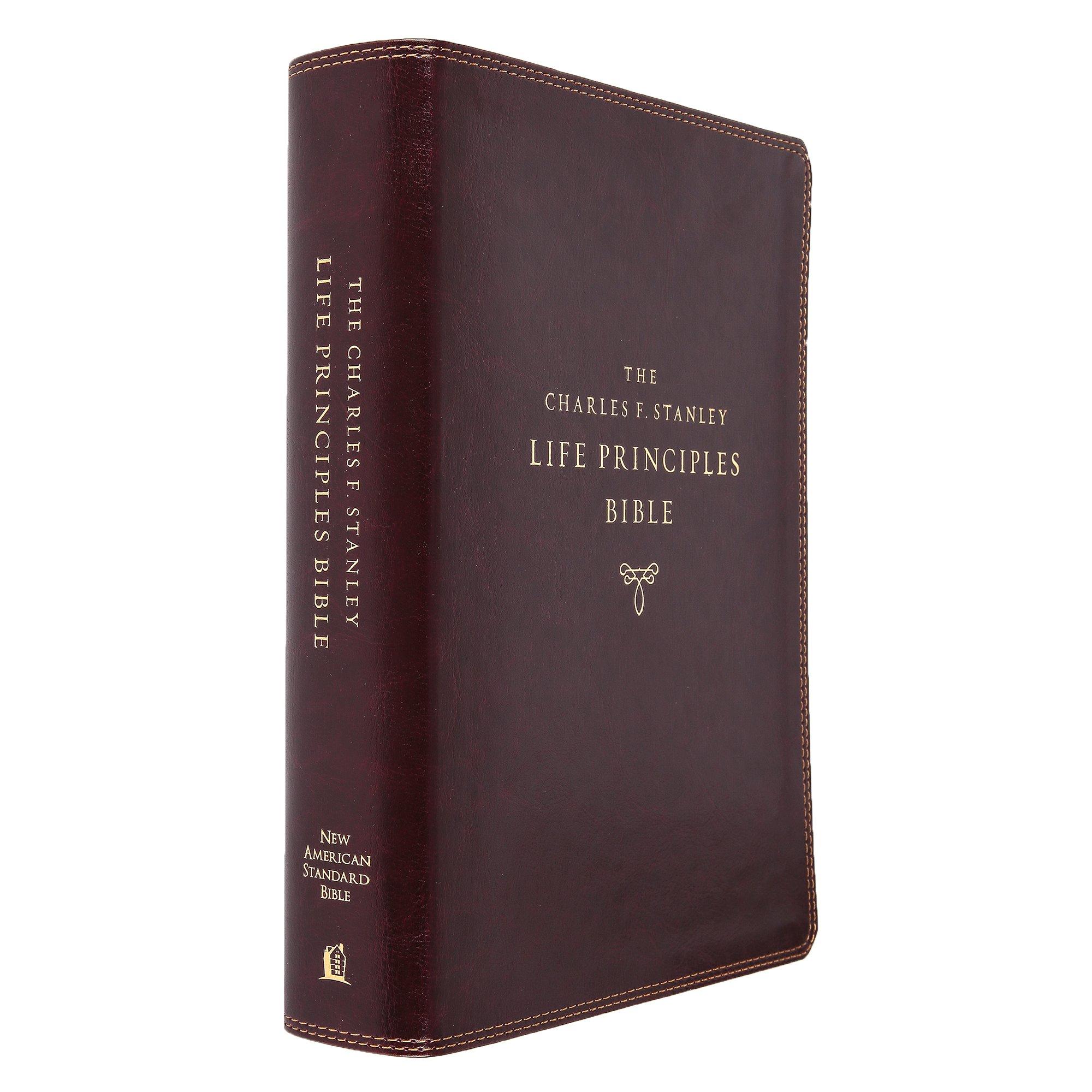 NASB 95 Charles F. Stanley 2nd Edition Life Principles Bible, Burgundy ...