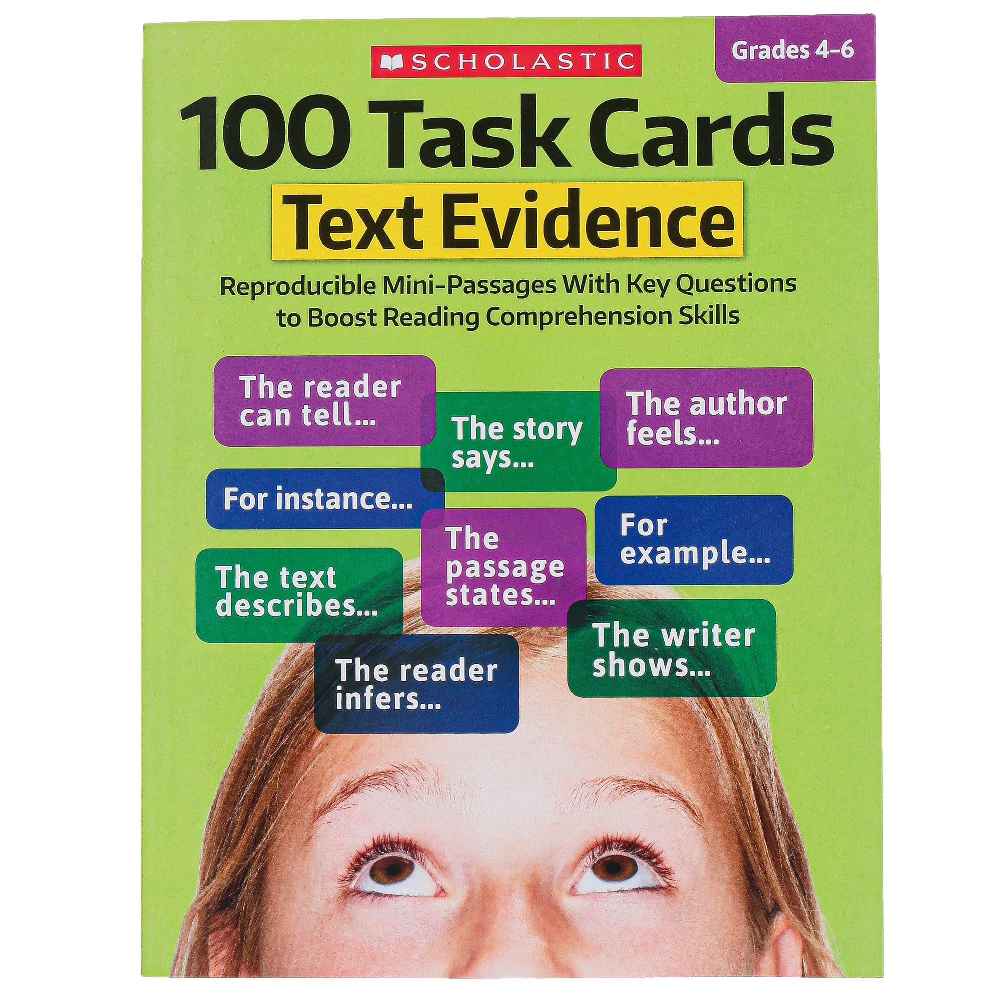 100 Task Cards: Text Evidence Activity Book, 80 Pages, Grades 4-6 ...