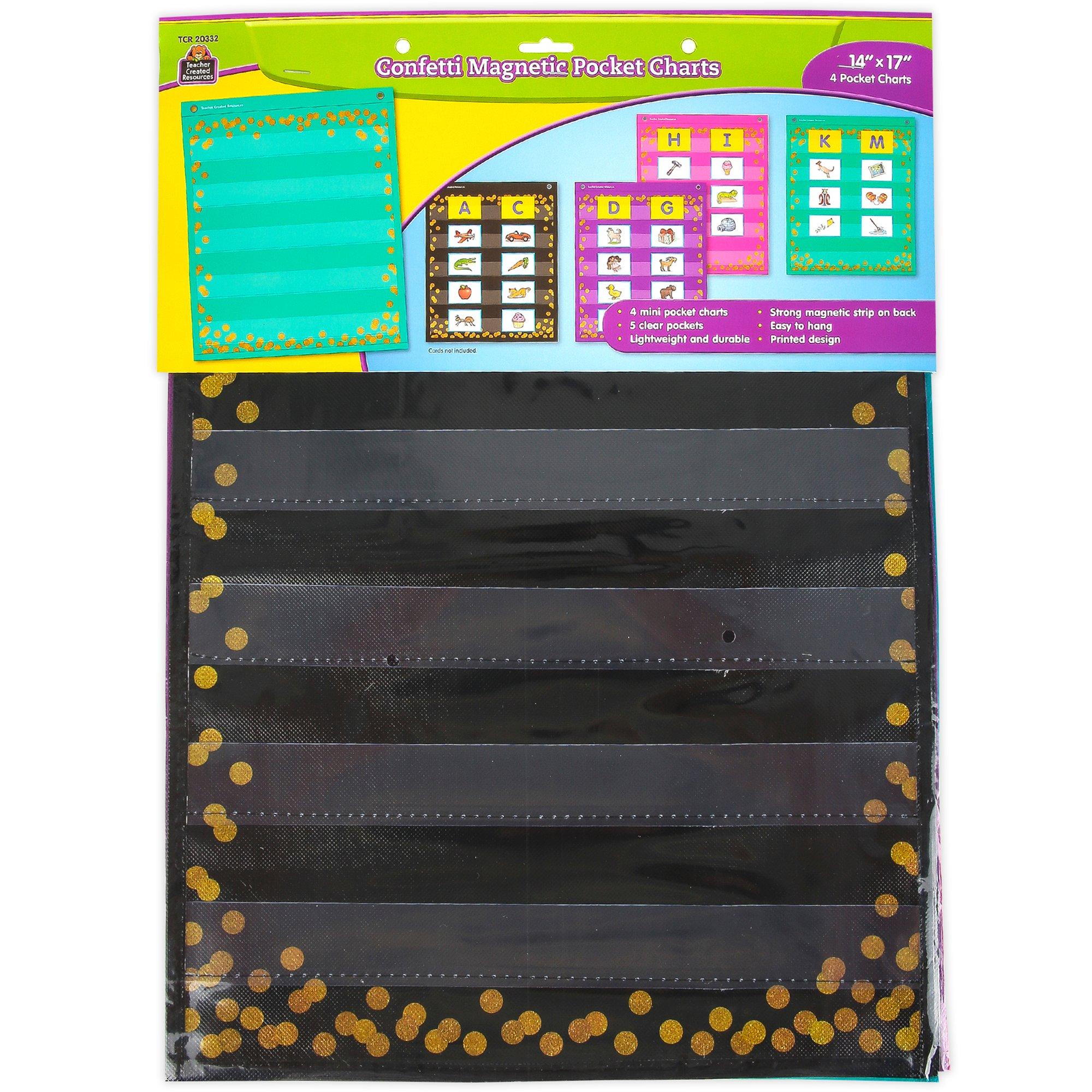 Confetti Colorful Magnetic Mini Pocket Charts 14 x 17 Inches Set of 4 ...