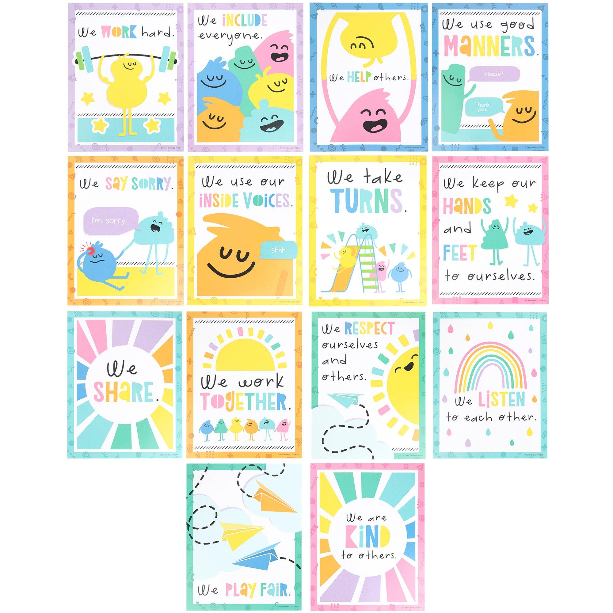 Rules For A Happy Class Mini Poster Set, 8 1/2 x 11 Inches, Set of 14 ...