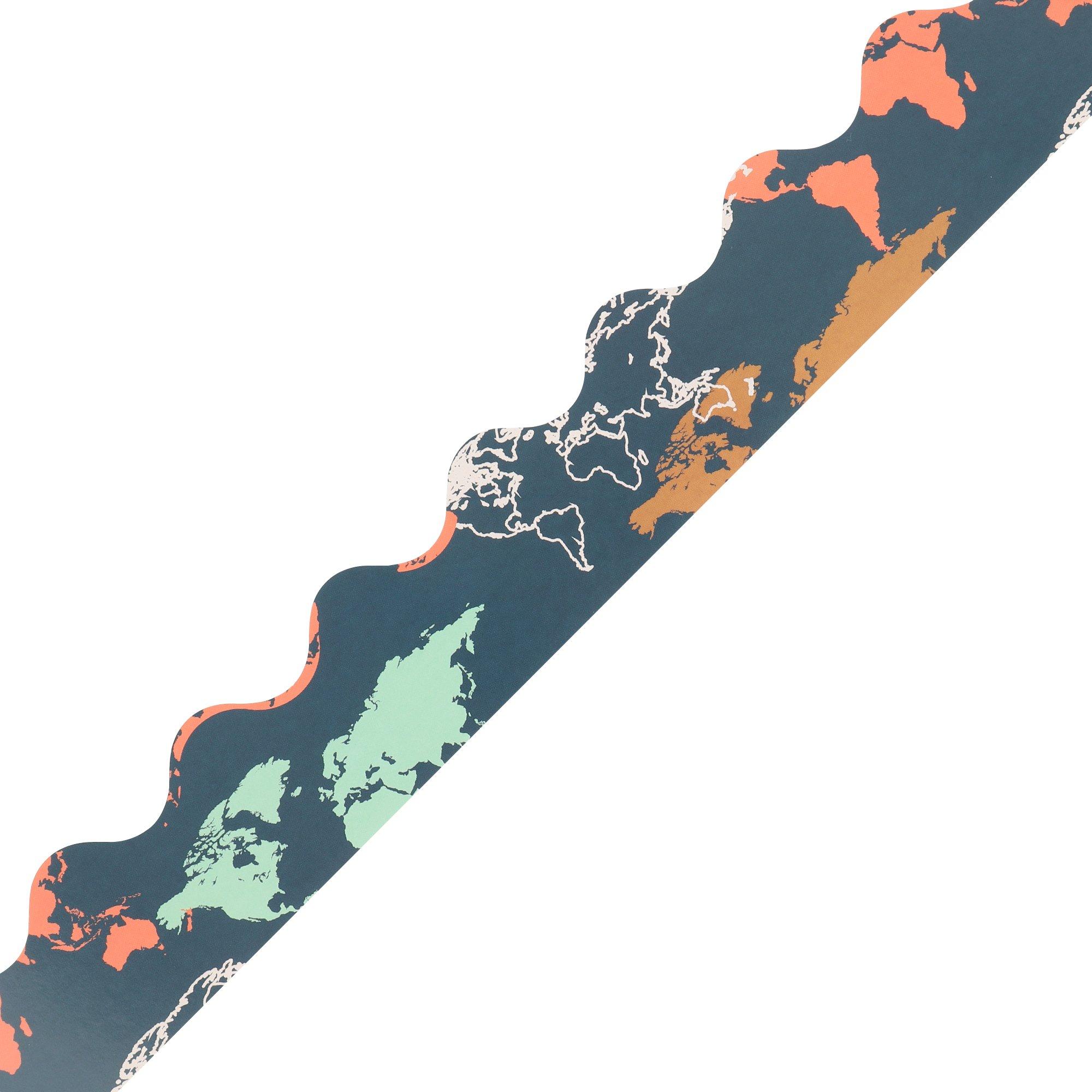 World Map Scalloped Trimmer, 39 Feet | Mardel | 3998358