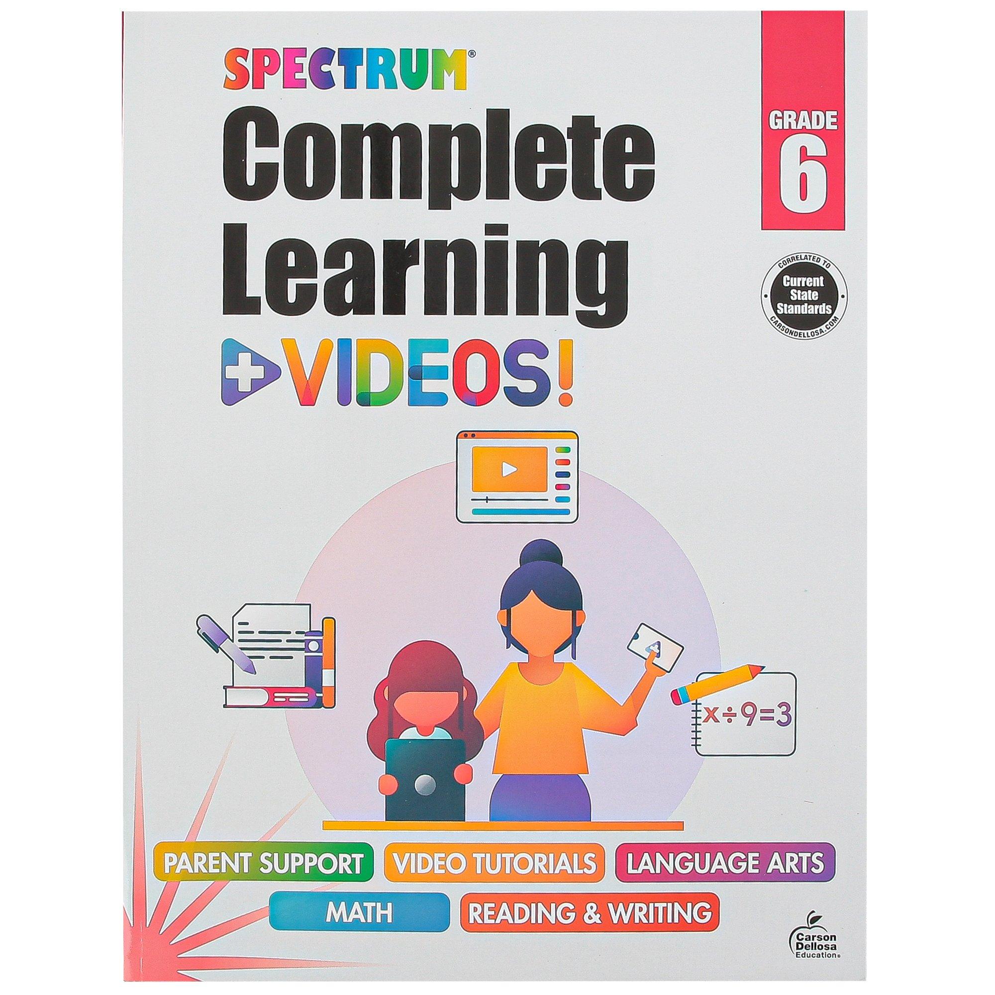 Spectrum Complete Learning + Videos Workbook, 352 Pages, Grade 6 ...