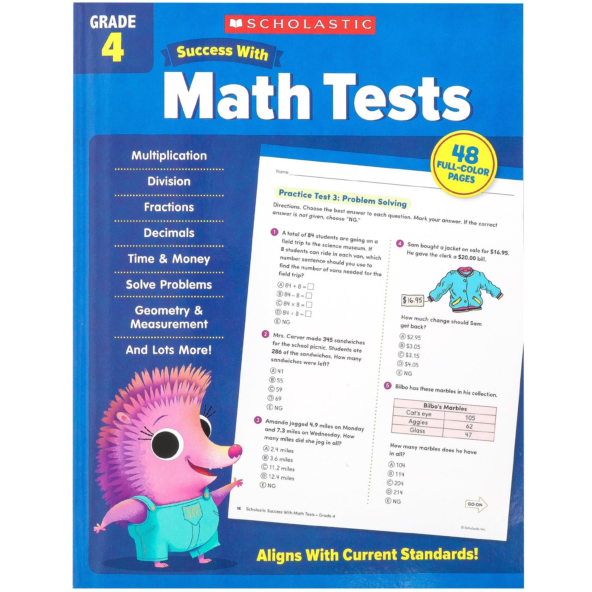 Scholastic Success With Math Tests Workbook, 48 Pages, 4th Grade ...