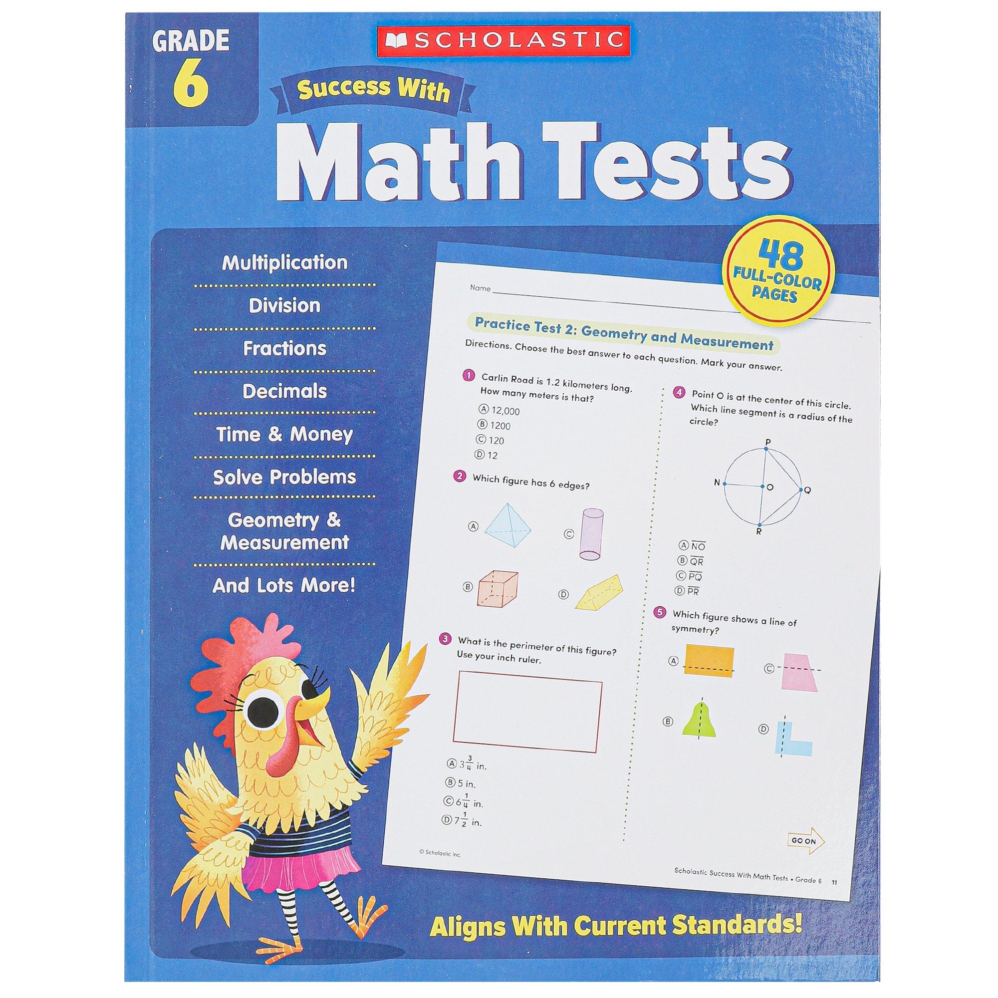 Success With Math Tests Activity Book, 48 Pages, Grade 6 | Mardel | 4006623