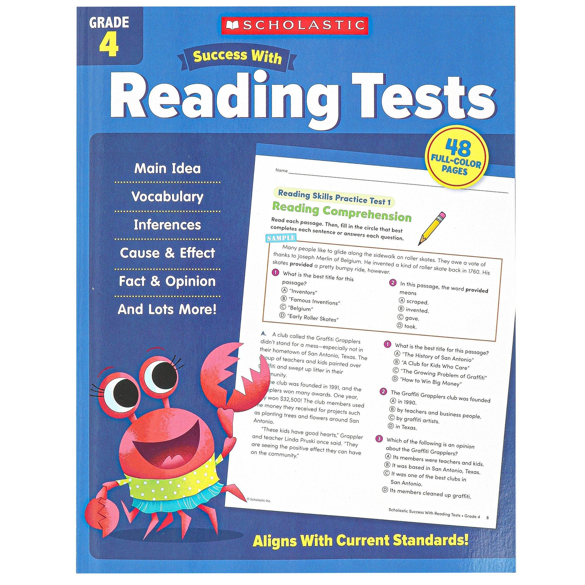 Success With Reading Tests Activity Book, 48 Pages, Grade 4 | Mardel ...