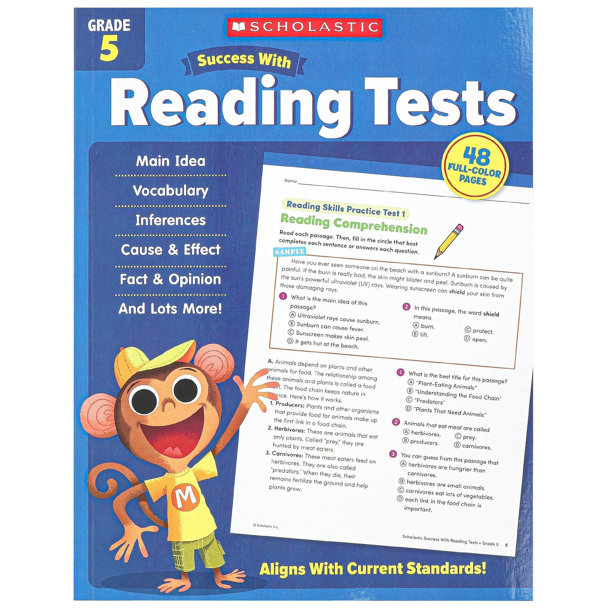 Success With Reading Tests Activity Book, 48 Pages, Grade 5 | Mardel ...