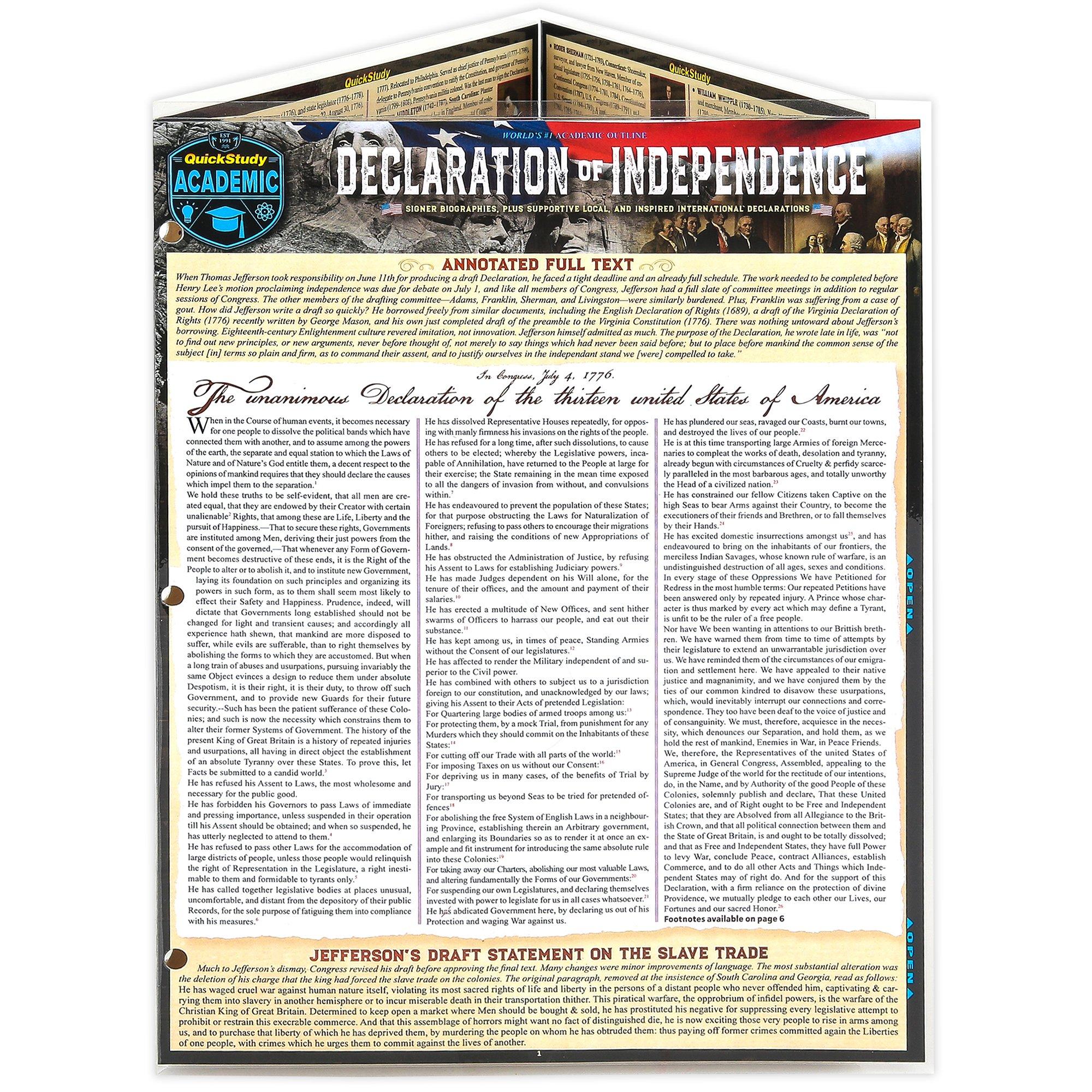 BarCharts Declaration of Independence Quick Study Guide, Gr. 4-Adult ...