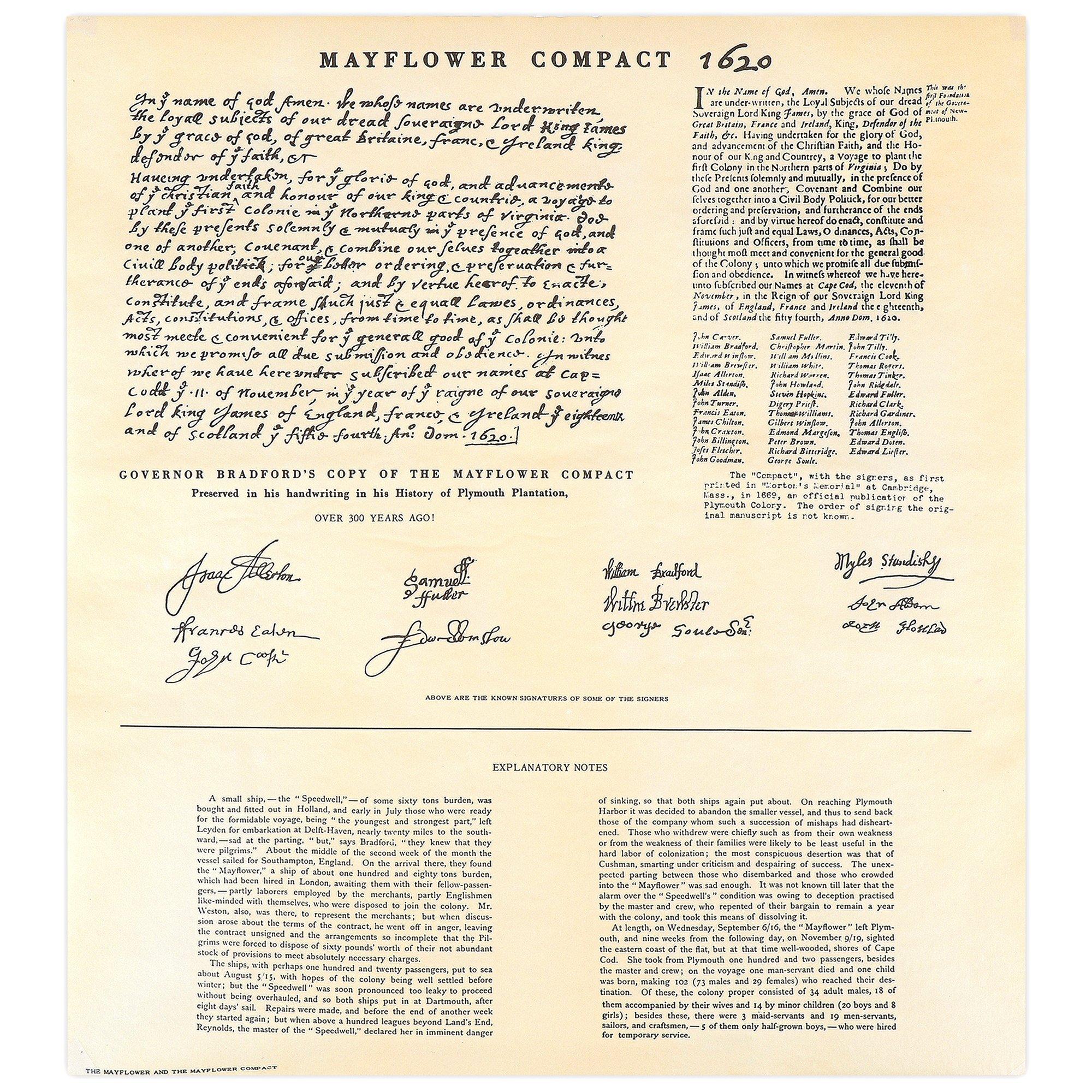 Mayflower Compact 1620 Historical Document in a Tube, Grades 2-Adults ...