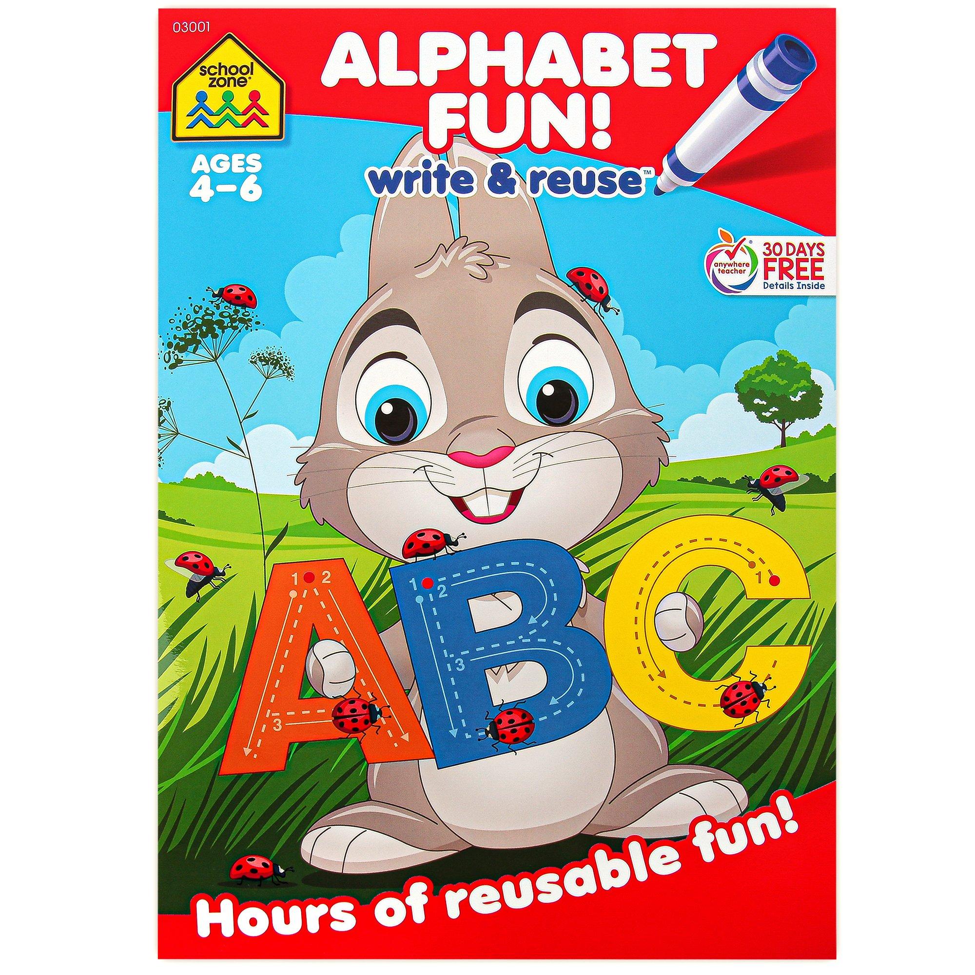 Alphabet Fun Write and Reuse Activity Workbook, 26 Pages, Ages 4-6 ...
