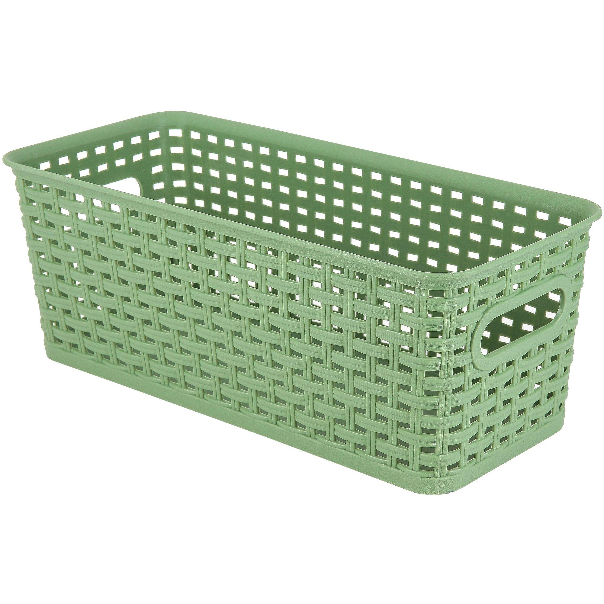 Thyme Rectangle Plastic Weave Basket, 13 x 5 1/4 Inches | Mardel | 4031738