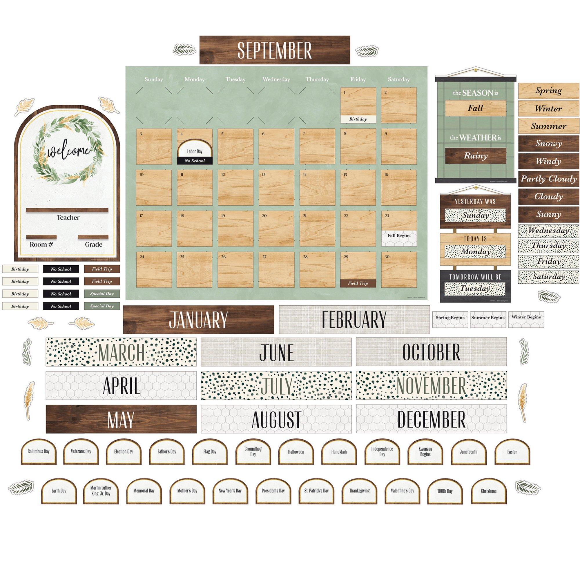 Organic Modern Calendar Bulletin Board Set, 125 pieces | Mardel | 4046934