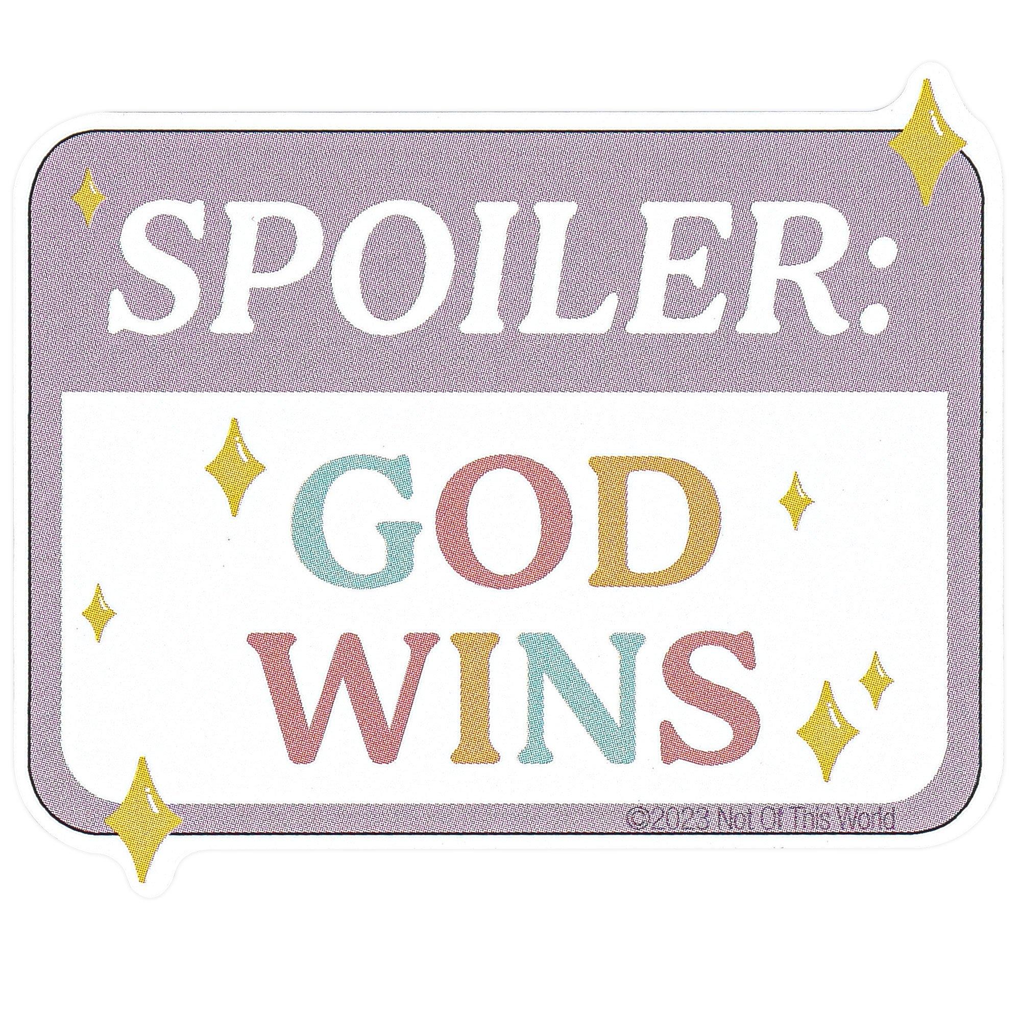 Spoiler God Wins Name Tag Decal Sticker | Mardel | 4050548