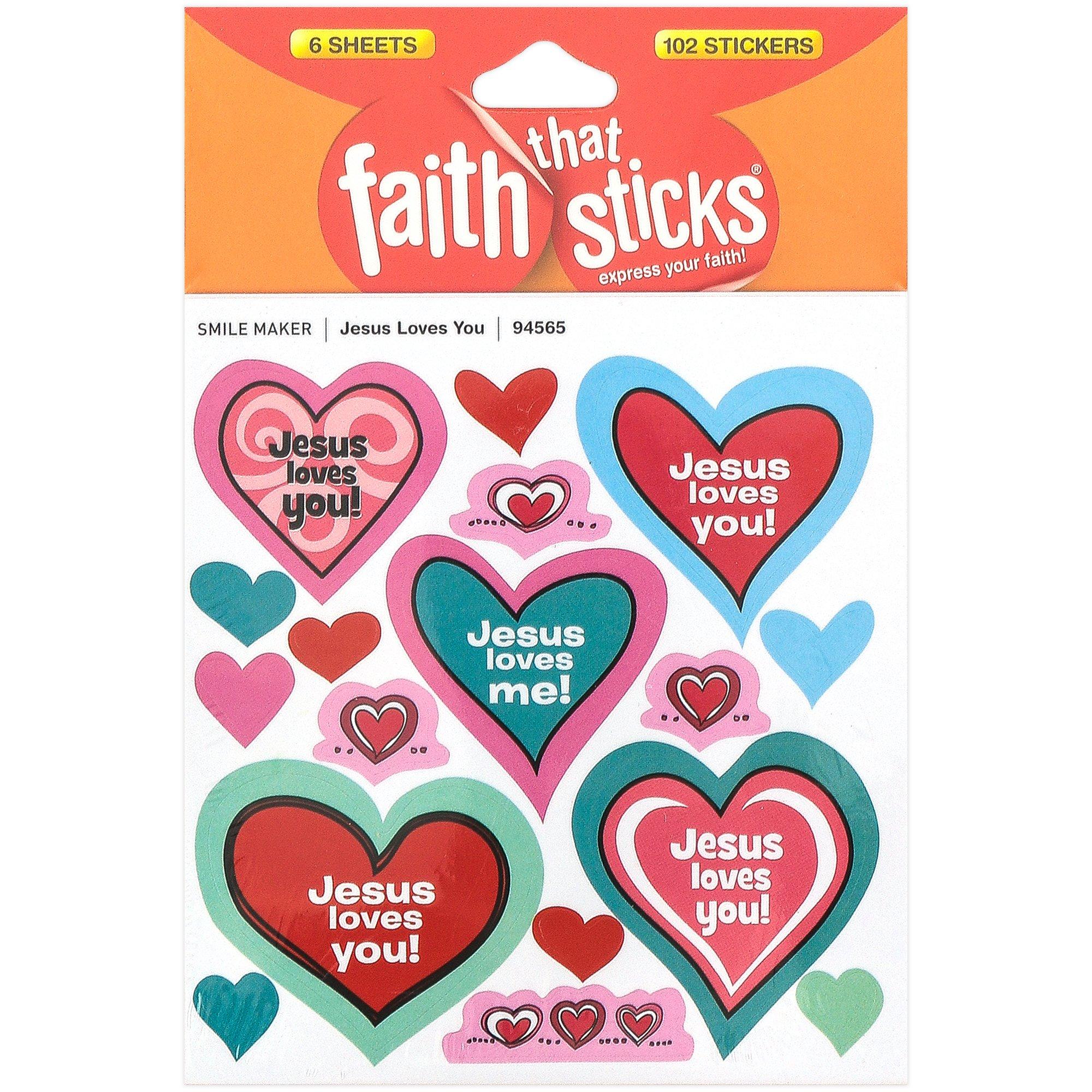 Faith That Sticks Jesus Loves You Heart Stickers, 102 Stickers | Mardel ...